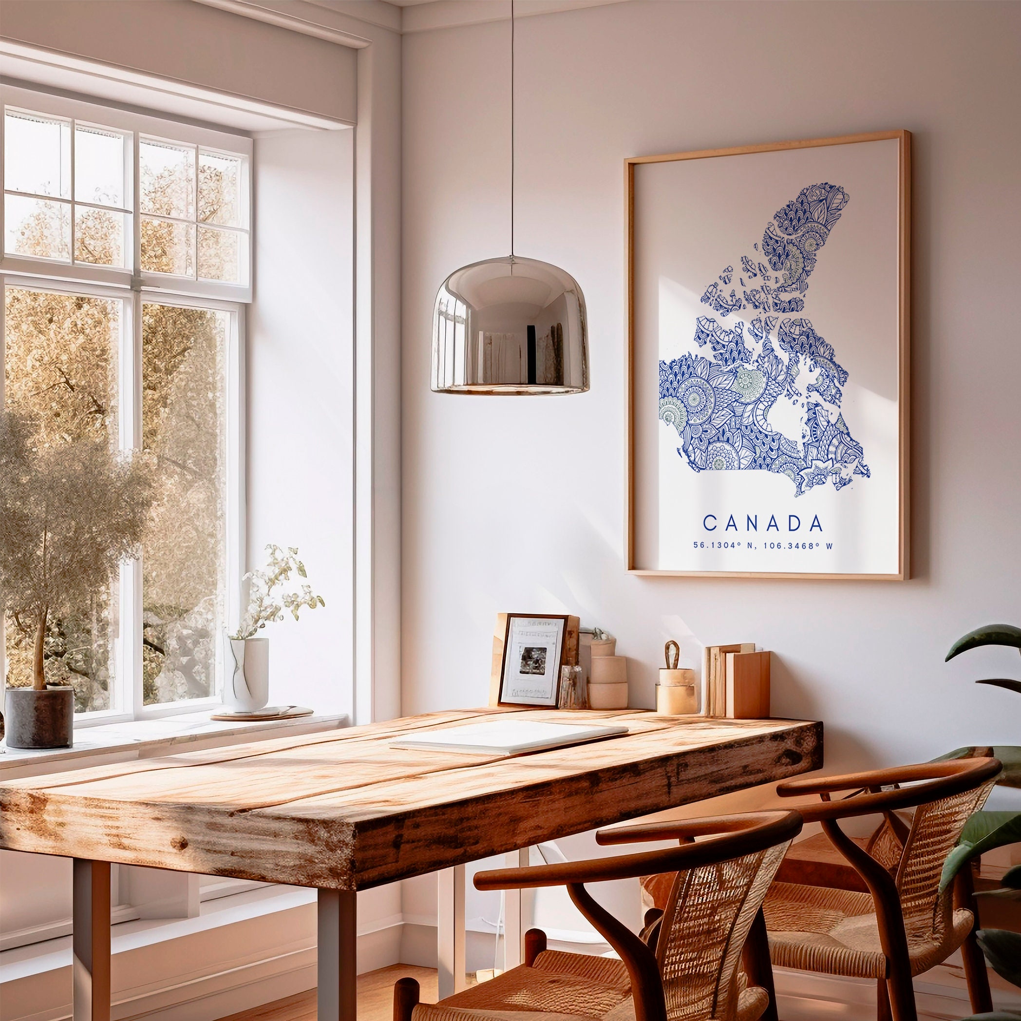 Canada Map Print Minimal Style Blue Wall Art, Canada Art Print Decor ...