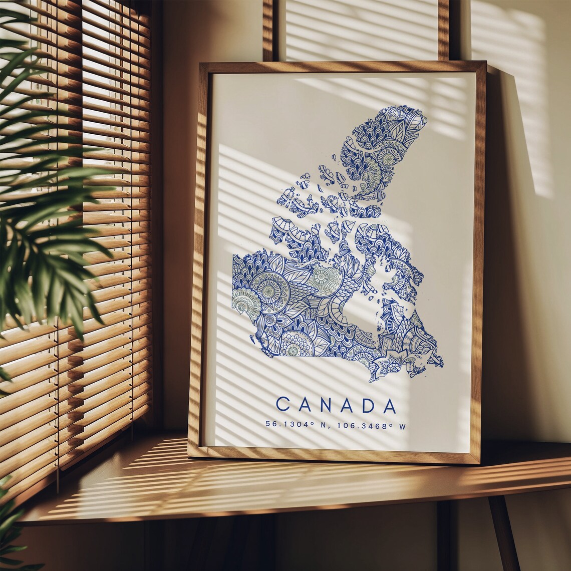 Canada Map Print Minimal Style Blue Wall Art, Canada Art Print Decor ...