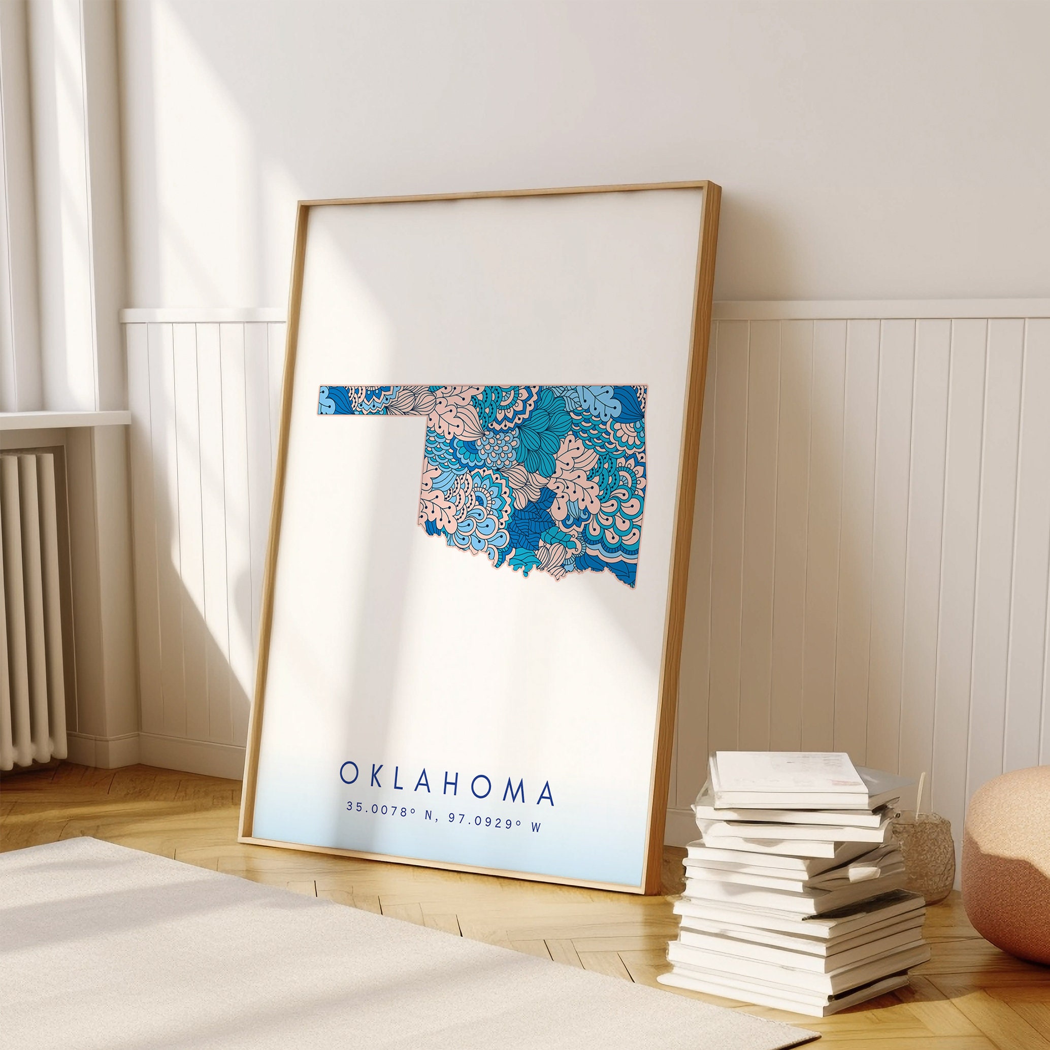 Oklahoma State Map for Office, Home, & Gift Oklahoma State Travel Map ...