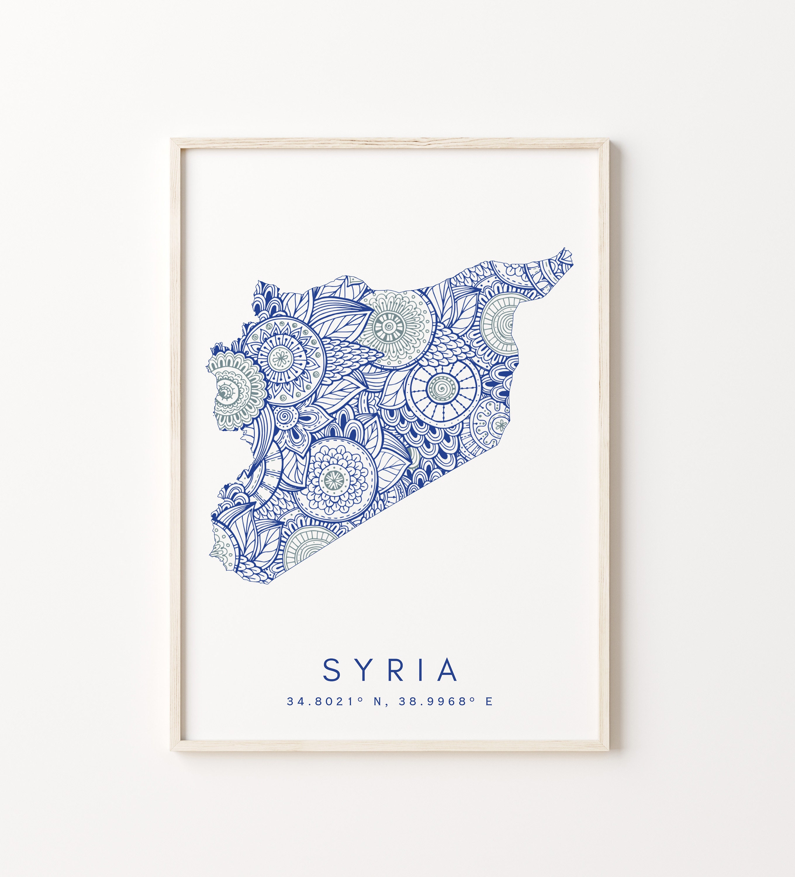 Syria Map Print Minimal Style Blue Wall Art Syria Art Print - Etsy