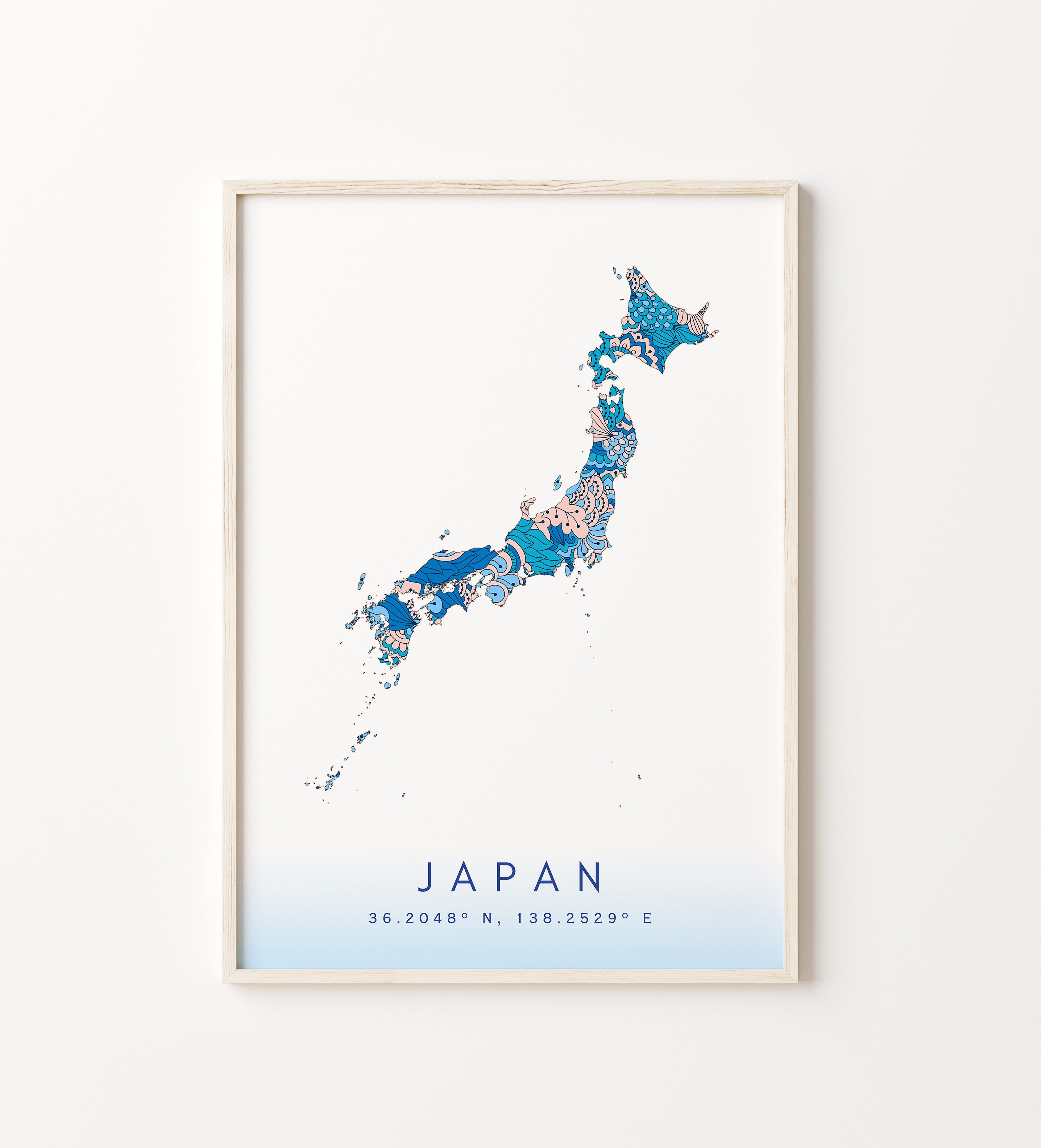 Japan Map Print Minimal Style Pastel Blue Wall Art Japan Art - Etsy