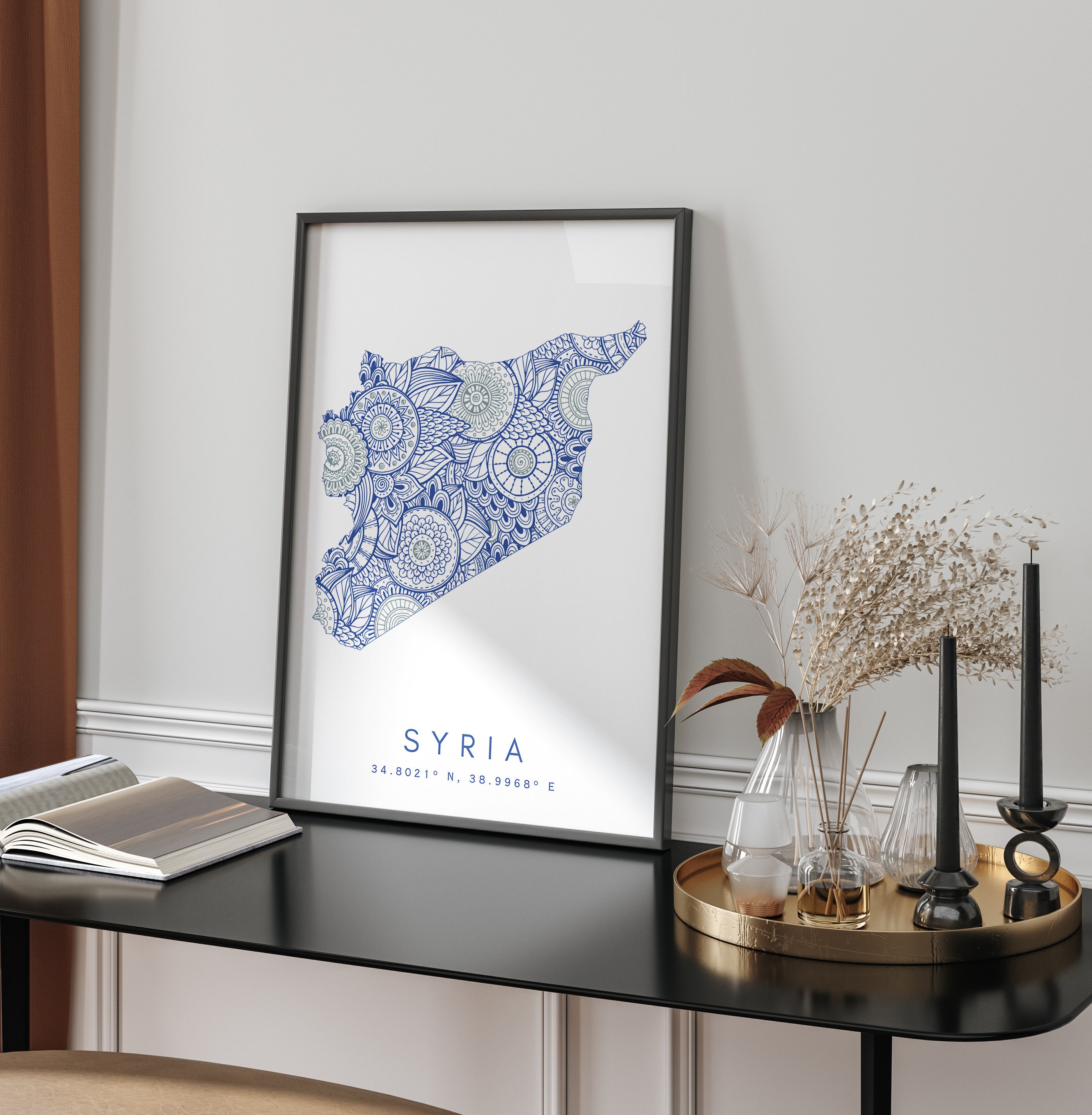 Syria Map Print Minimal Style Blue Wall Art Syria Art Print - Etsy