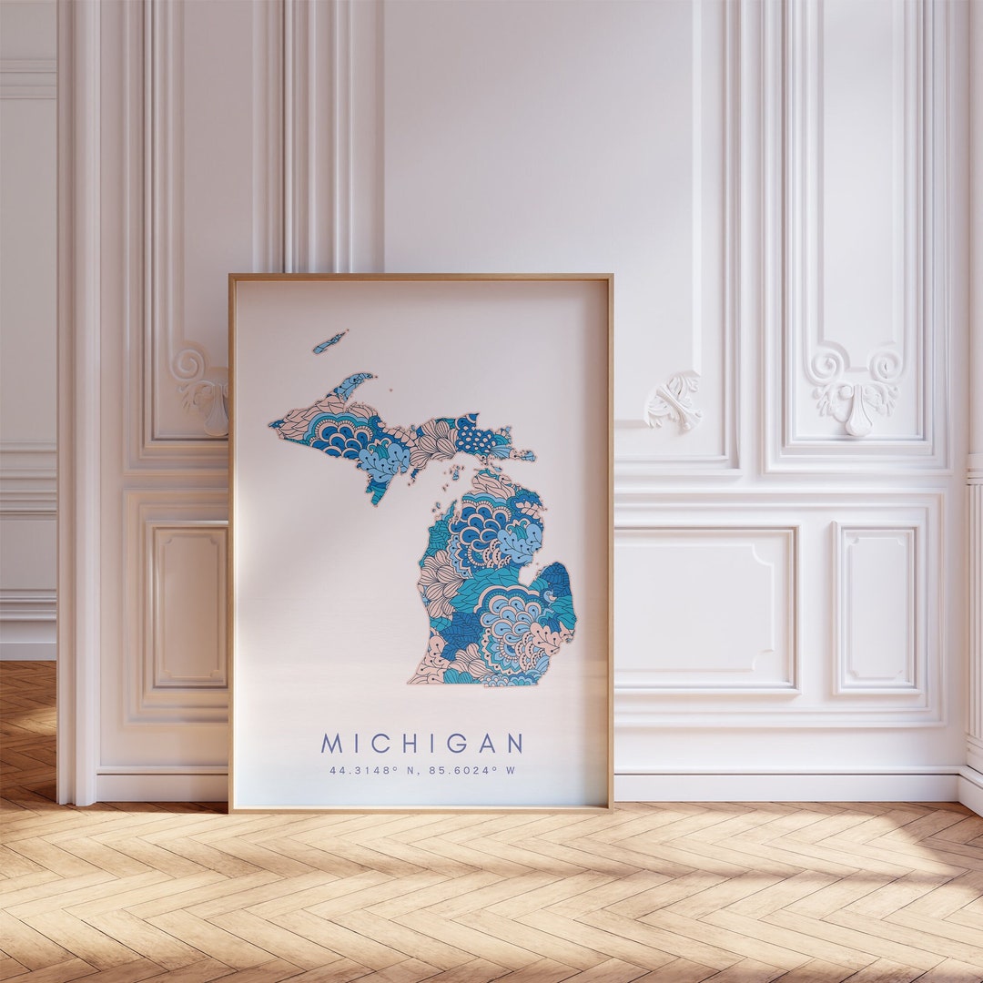 Michigan State Map for Office, Home, & Gift - Michigan State Travel Map ...
