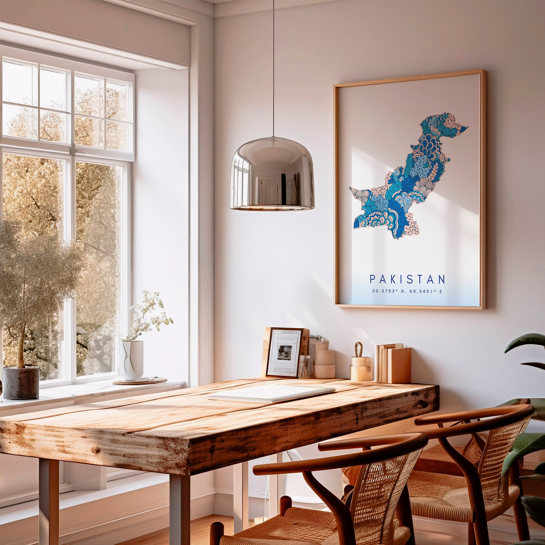 Pakistan Map Print Minimal Style Pastel Blue Wall Art, Pakistan Art ...