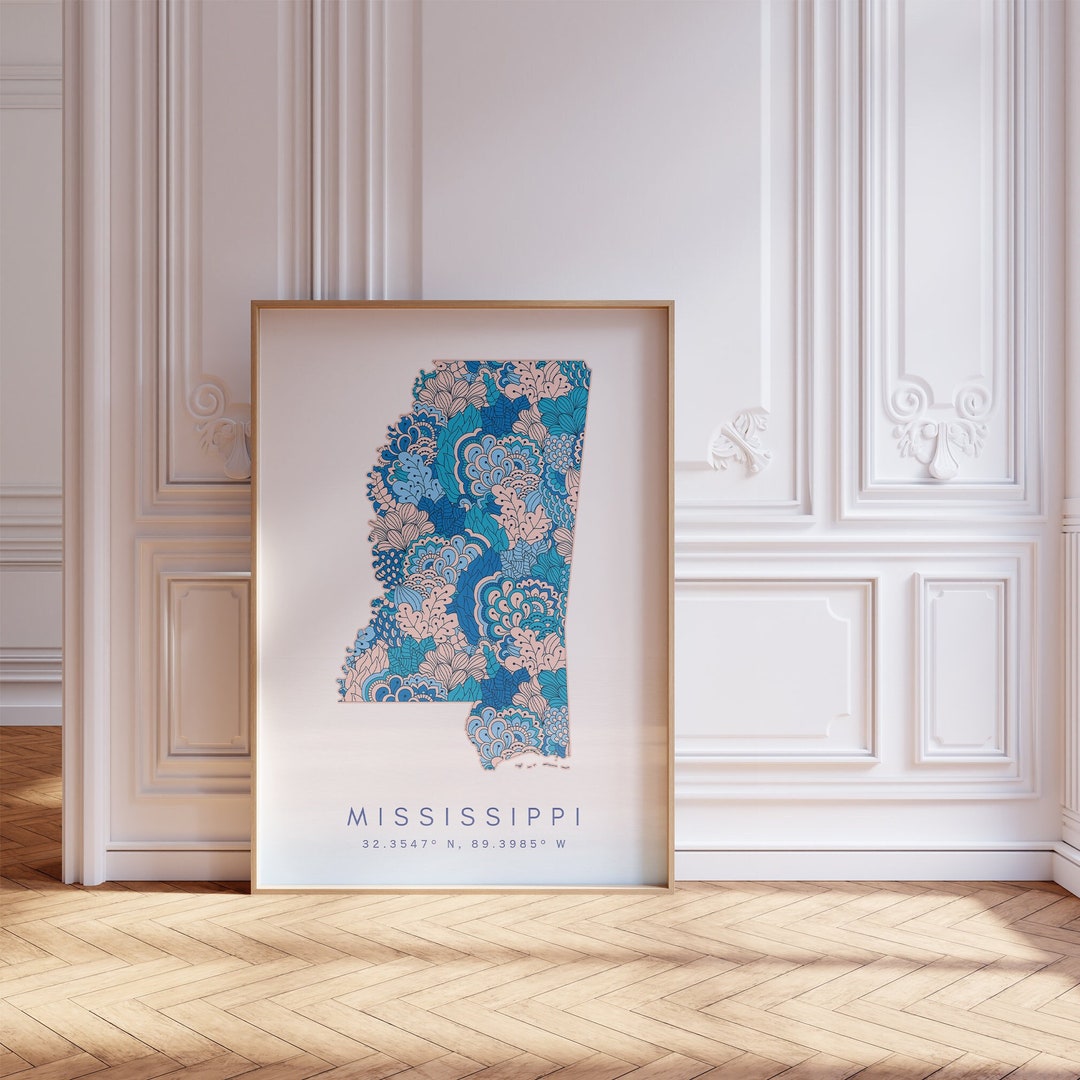 Mississippi State Map for Office, Home, & Gift - Mississippi State ...
