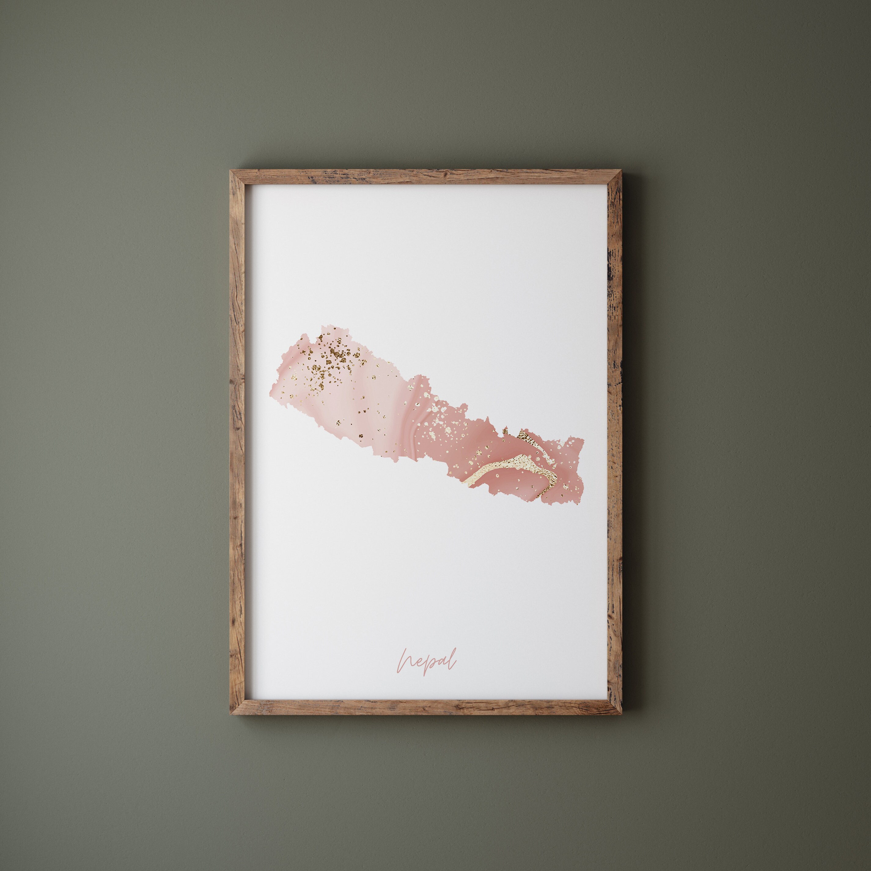 Nepal Map Print Minimal Style Pastel Pink Wall Art Nepal Art - Etsy