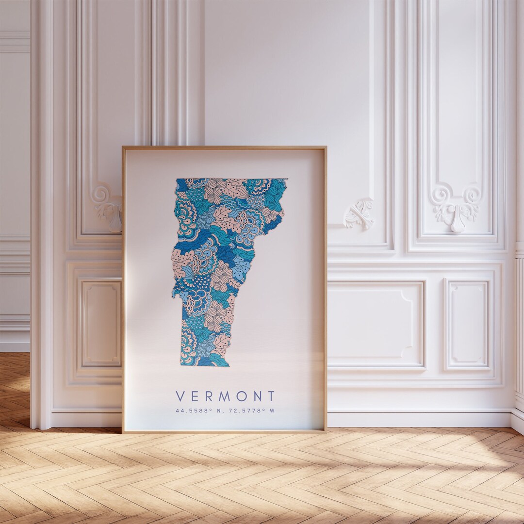 Vermont State Map for Office, Home, & Gift - Vermont State Travel Map ...