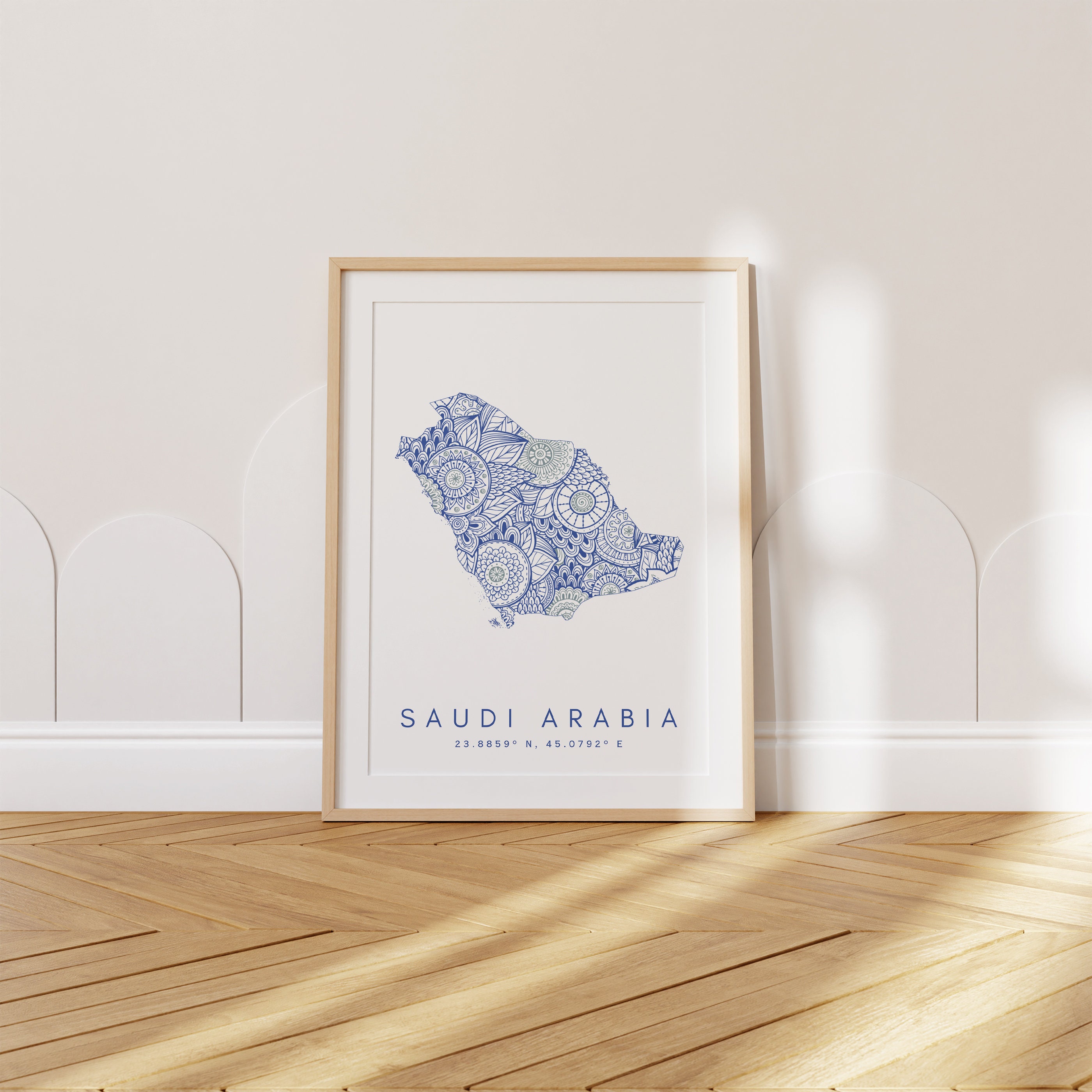 Saudi Arabia Map Print Minimal Style Blue Wall Art Saudi - Etsy