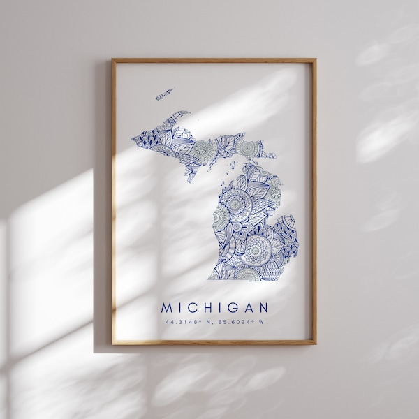 Michigan Map Art - Etsy