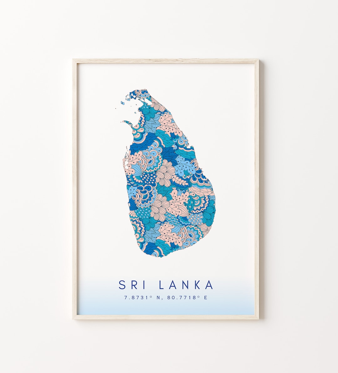 Sri Lanka Map Print Minimal Style Pastel Blue Wall Art Sri - Etsy Australia