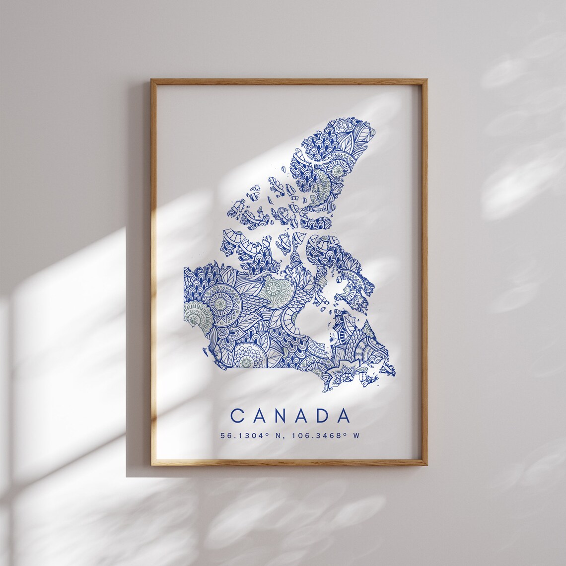 Canada Map Print Minimal Style Blue Wall Art, Canada Art Print Decor ...
