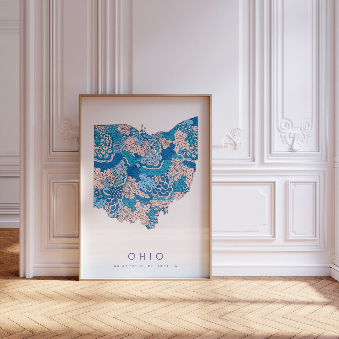 Ohio State Map for Office, Home, & Gift - Ohio State Travel Map Wall ...