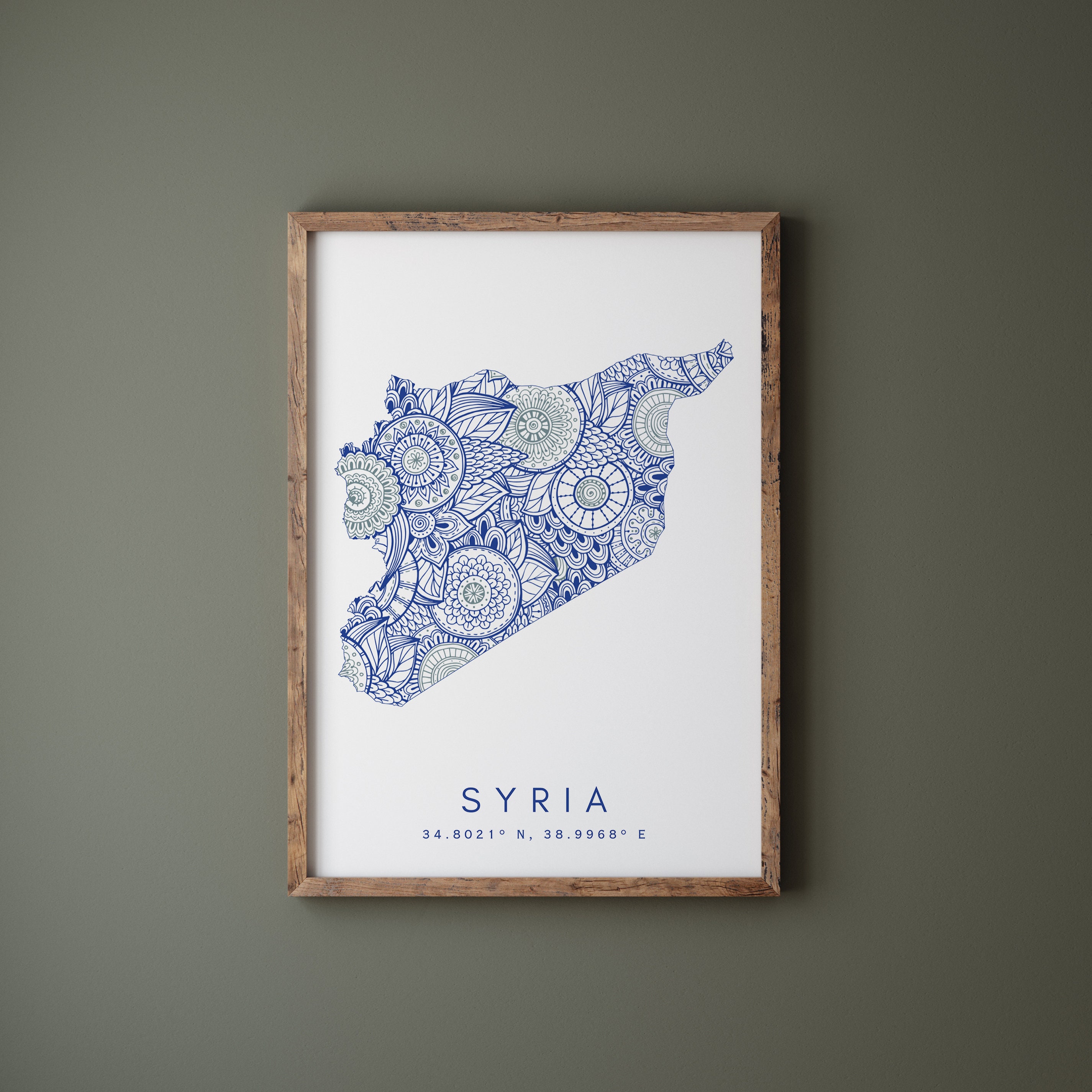Syria Map Print Minimal Style Blue Wall Art Syria Art Print - Etsy