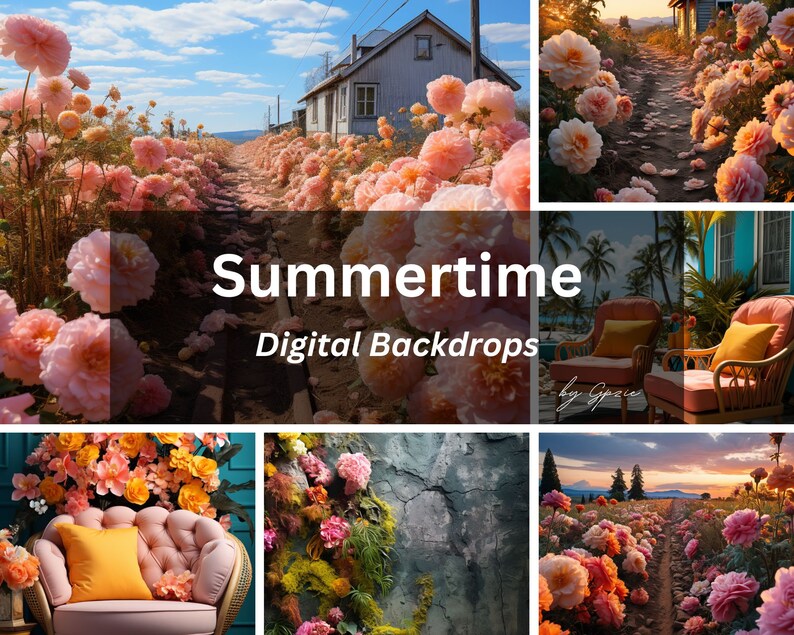 6 Fresh Summertime Digital Backdrops - Etsy