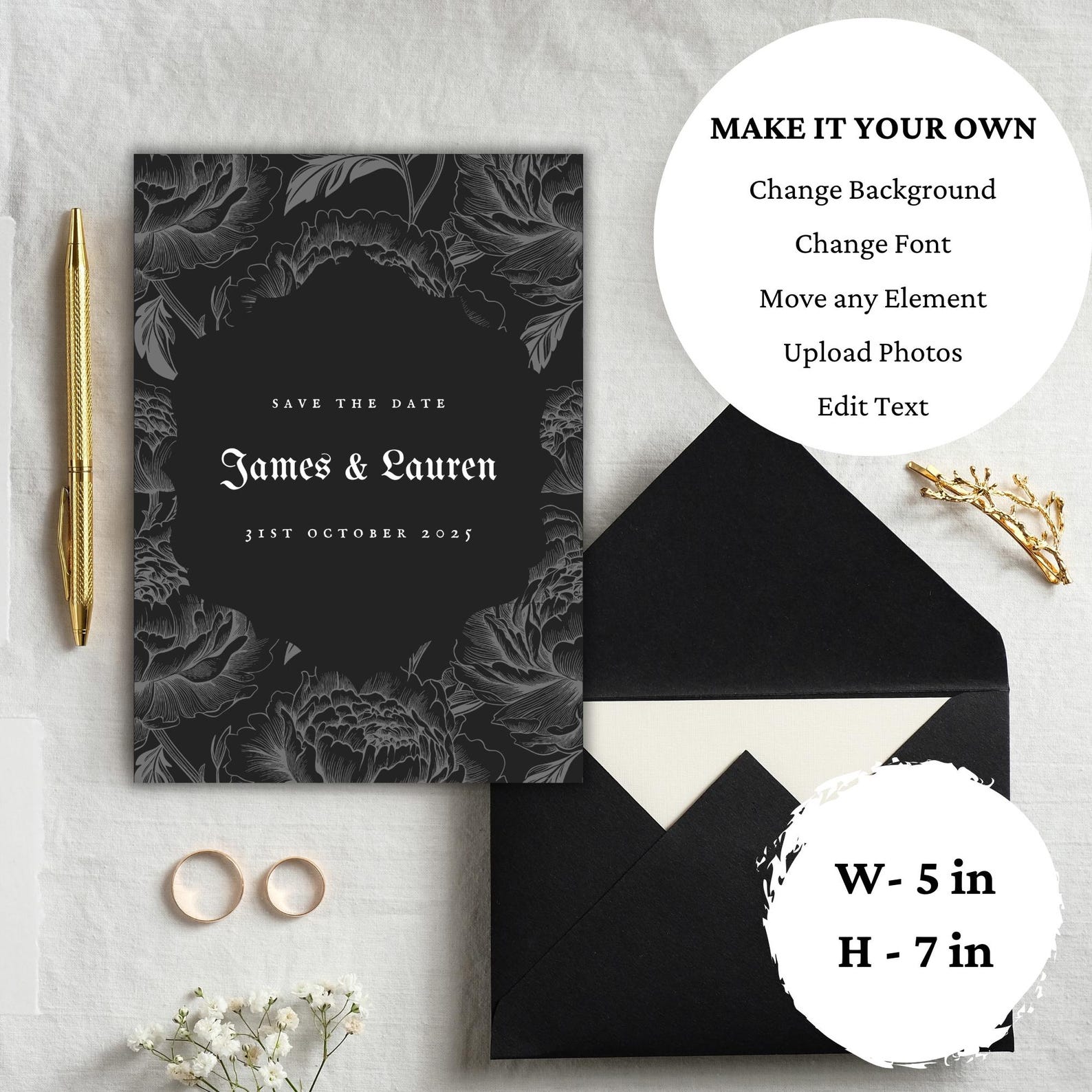Gothic Wedding Bundle, Gothic Wedding Invitation Template, Alternative ...