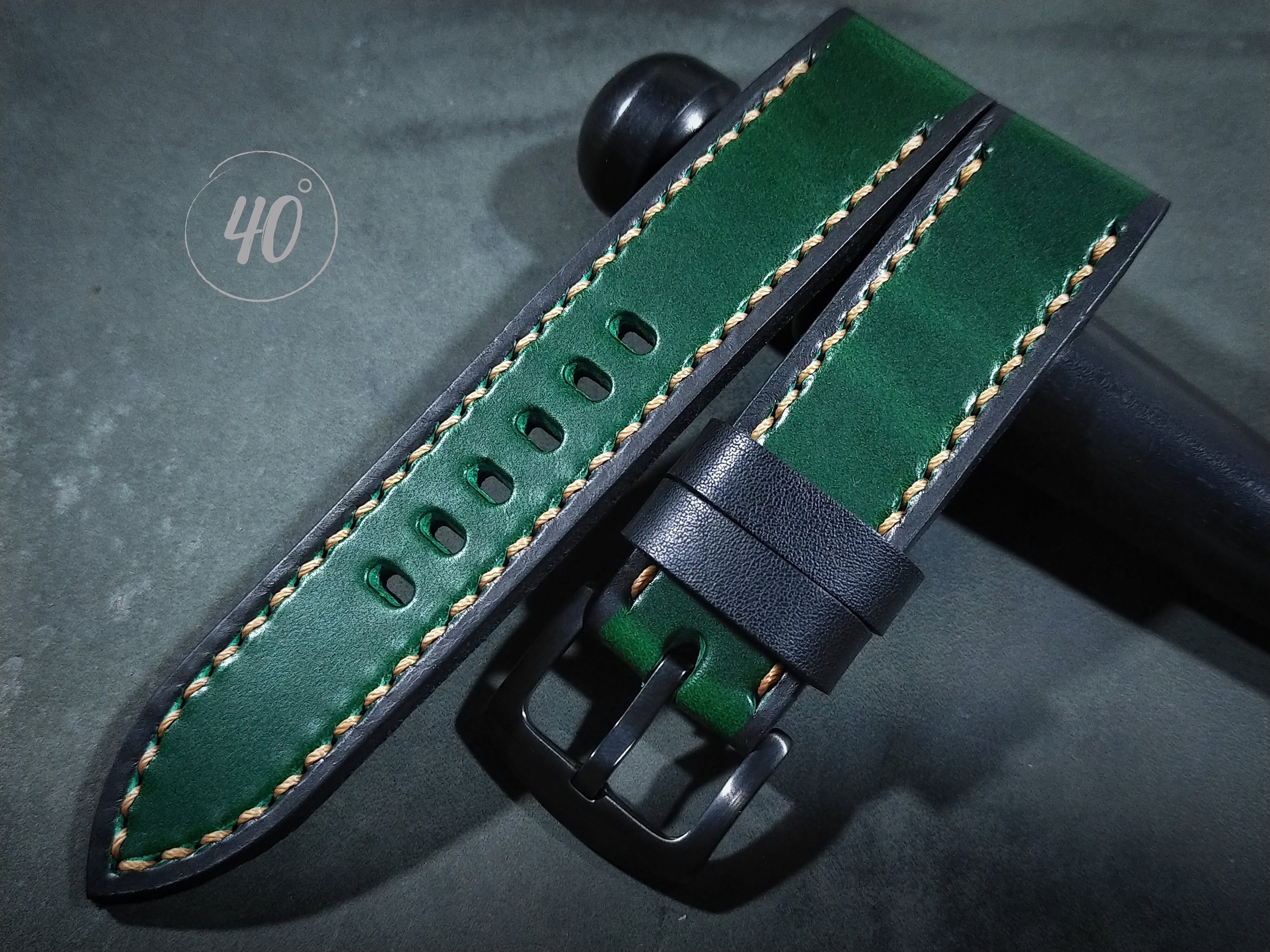 Buttero Leather Watch Strap, Green Leather Watch Strap, 16mm, 17mm ...