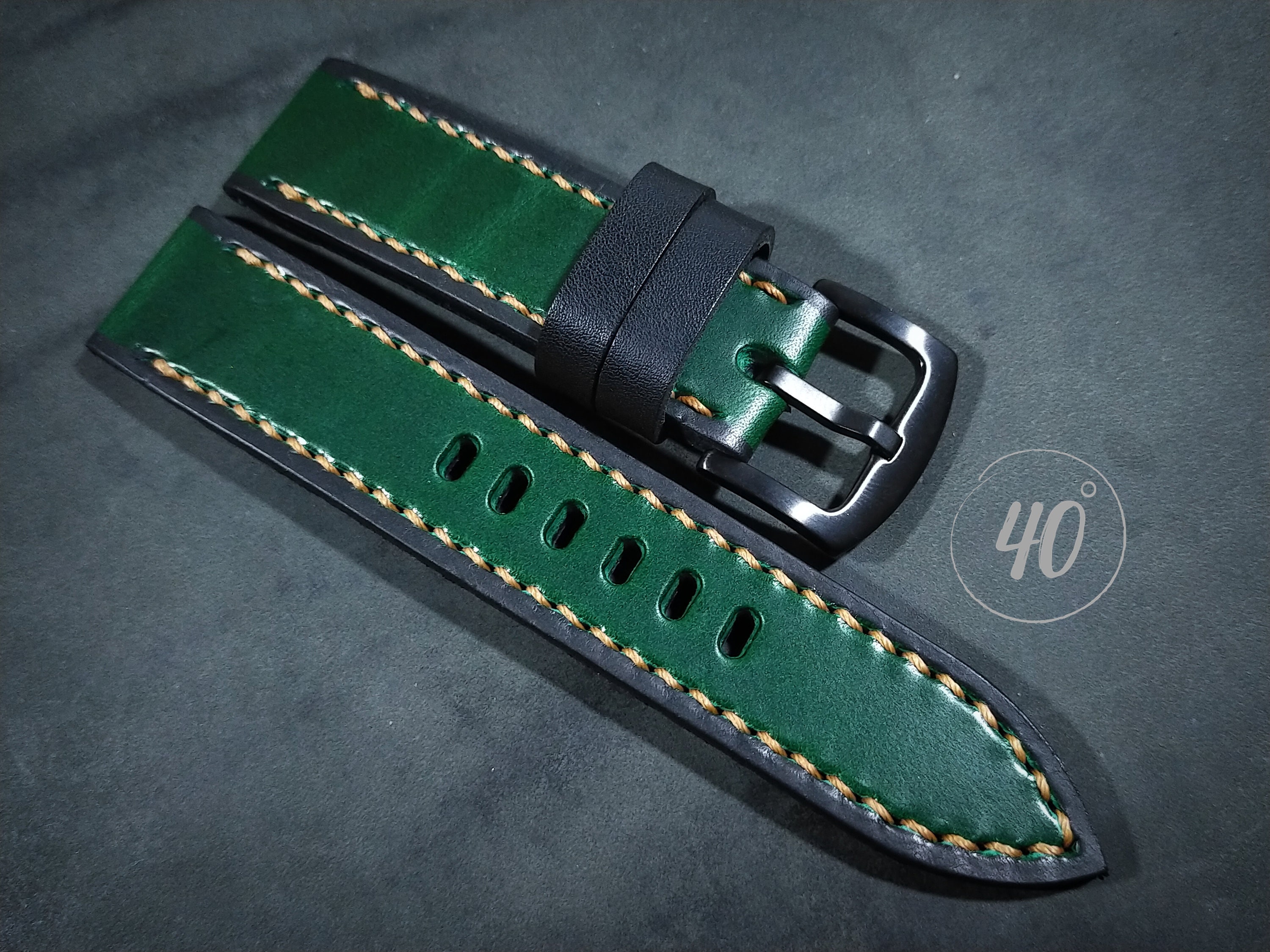 Buttero Leather Watch Strap, Green Leather Watch Strap, 16mm, 17mm ...