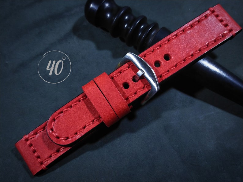 Red Pueblo Leather Watch Strap, Red Watch Strap, Leather Watch Band ...