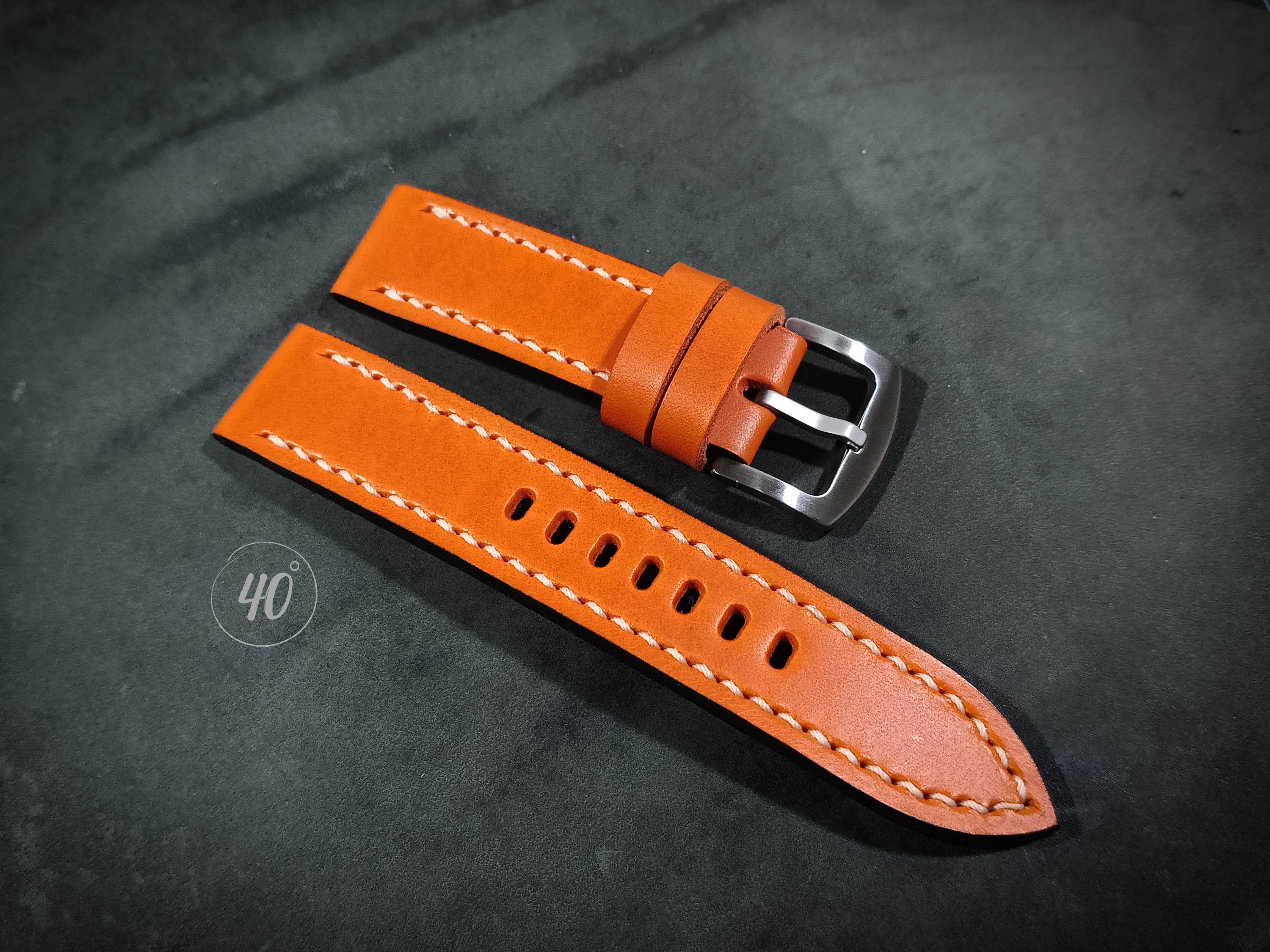 Buttero Leather Watch Strap, Orange Leather Watch Strap, 16mm, 17mm ...
