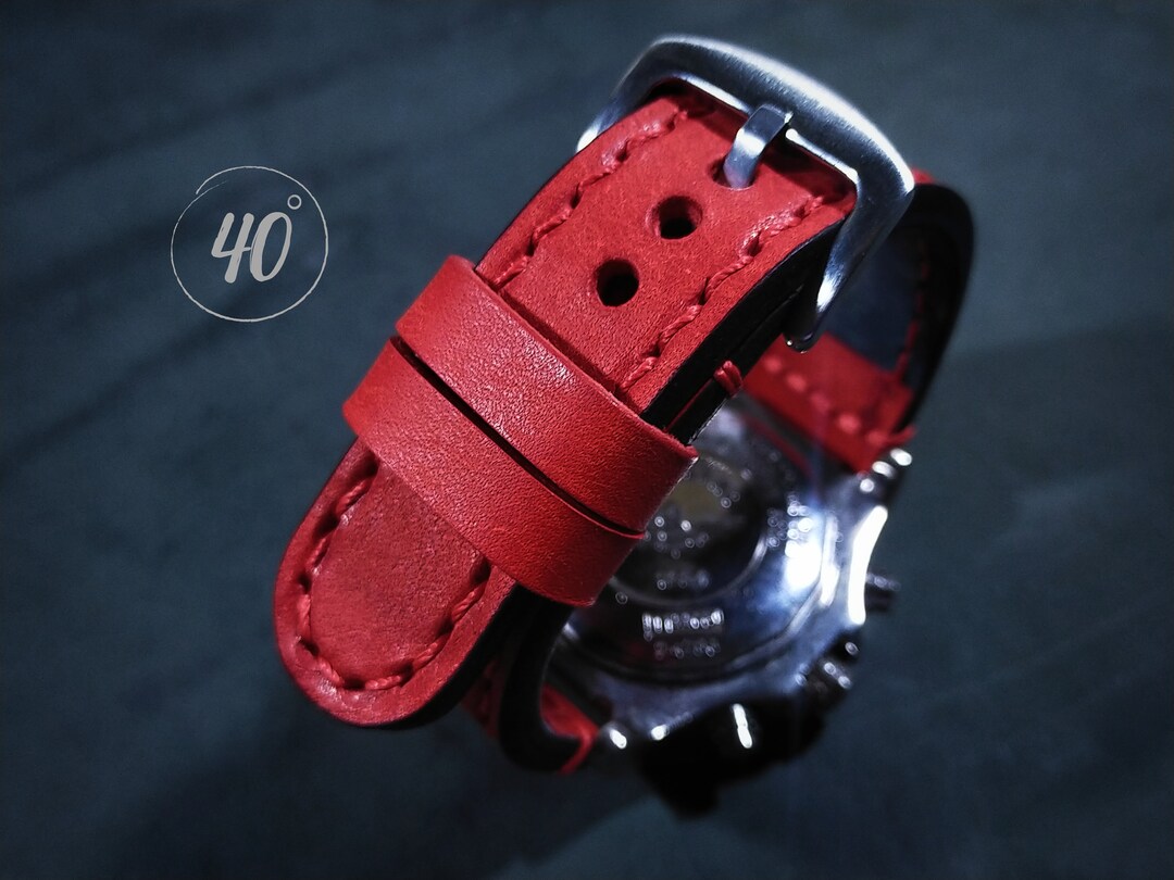 Red Pueblo Leather Watch Strap, Red Watch Strap, Leather Watch Band ...