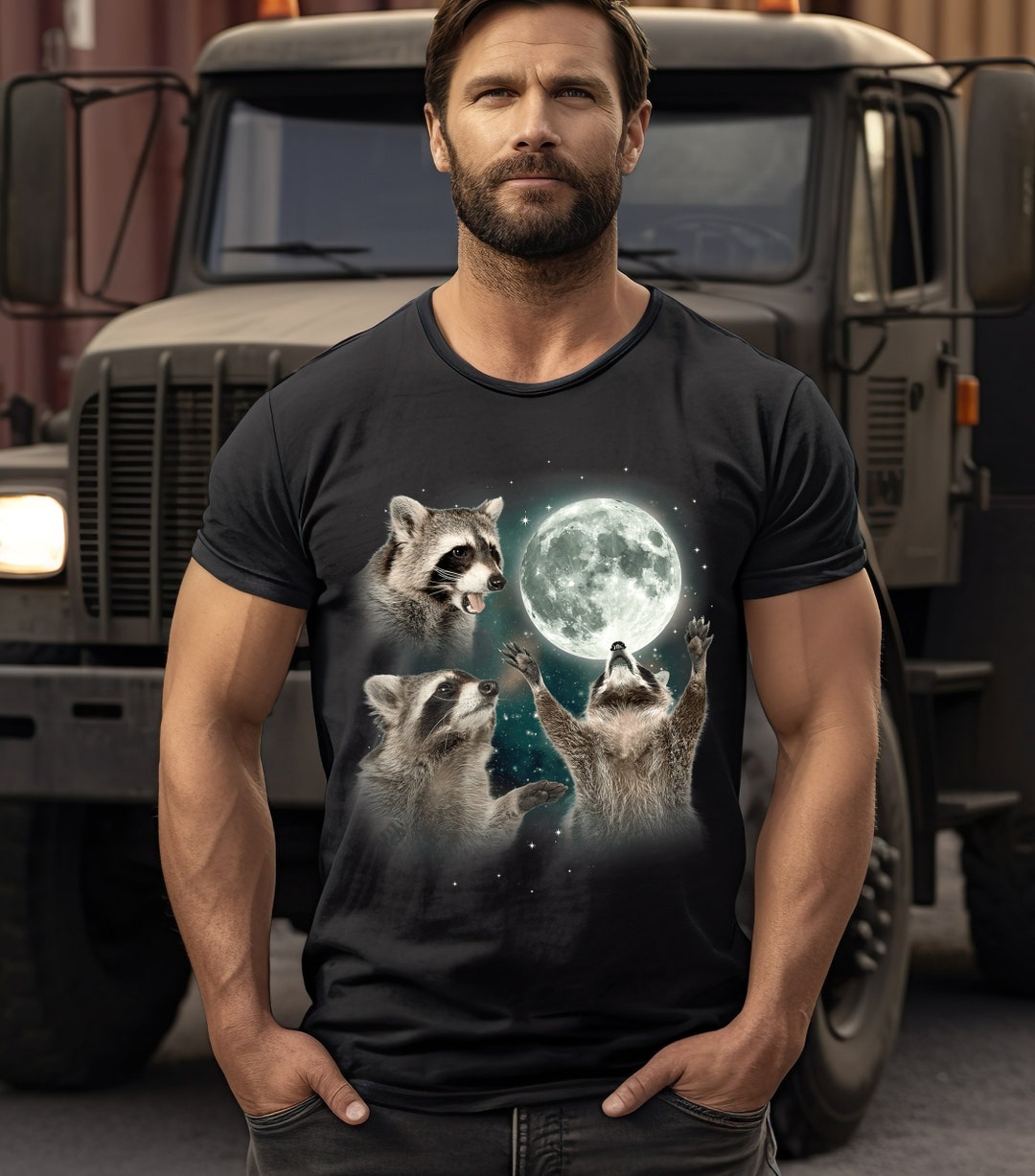Three Raccoons Vintage Graphic T-shirts, Retro Raccoon Moon T-shirt ...