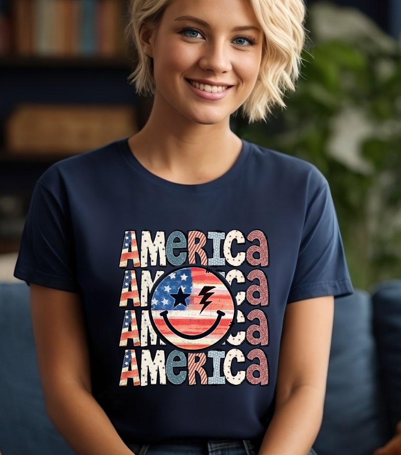 Smiley Face American Flag Shirt, 4th of July American Shirt ...