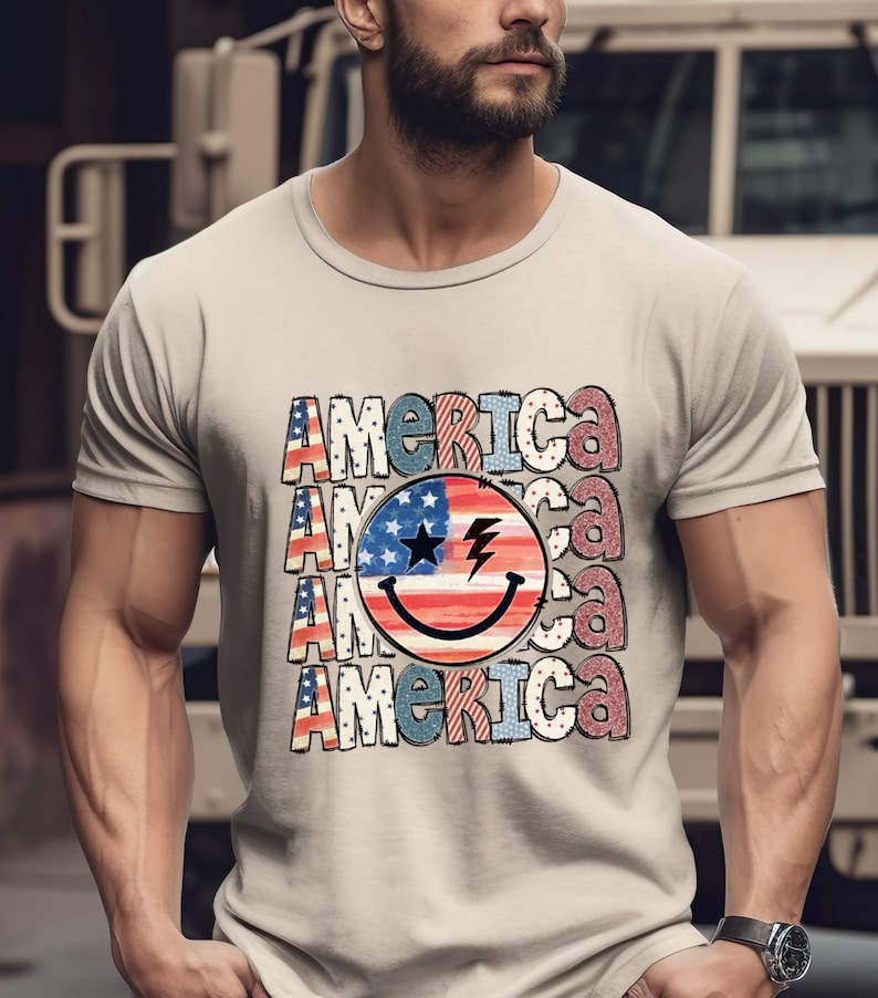 Smiley Face American Flag Shirt, 4th of July American Shirt ...