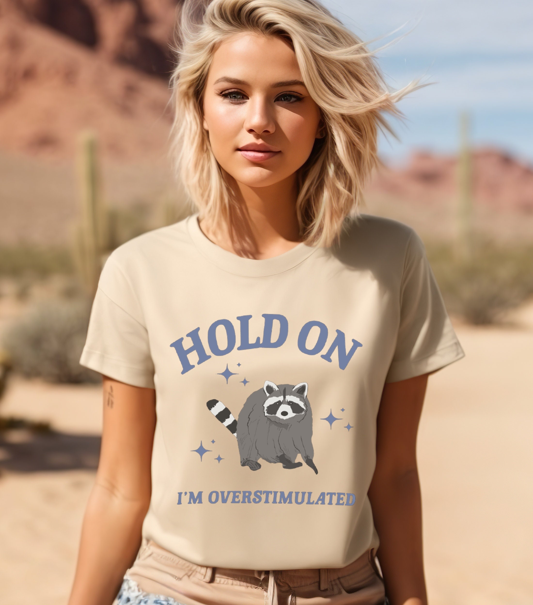 Hold on I'm Overstimulated T-shirt, Retro Unisex Adult T Shirt, Meme T ...