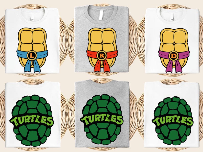 Ninja Turtles Back and Front Sided Group Shirt, Ninja Turtles Family ...