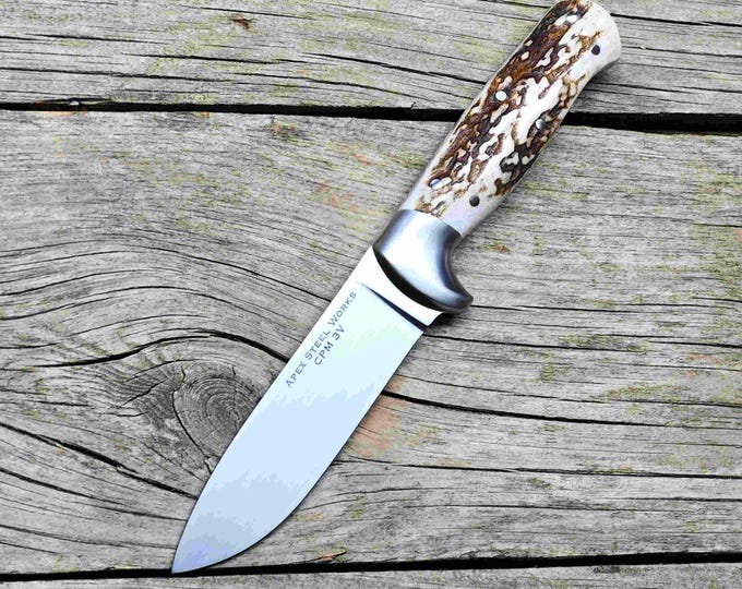 Hunting Knife - CPM 3V Elk Antler #002 - Apex Steel Works Made in USA ...
