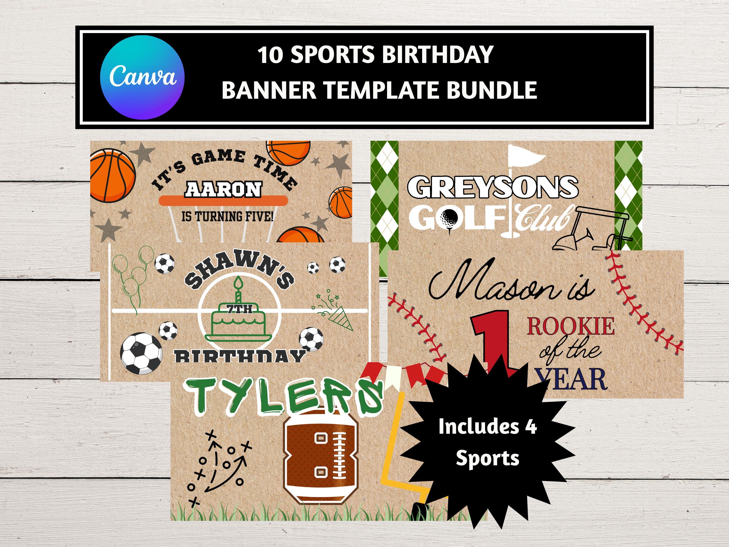 Sports Birthday Banner Template Bundle - Etsy