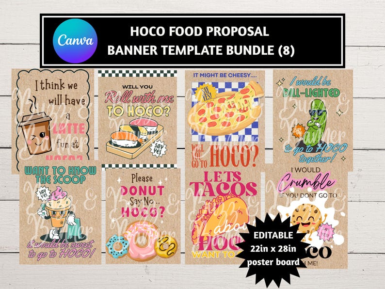 HOCO Food Proposal Banner Template Bundle - Etsy