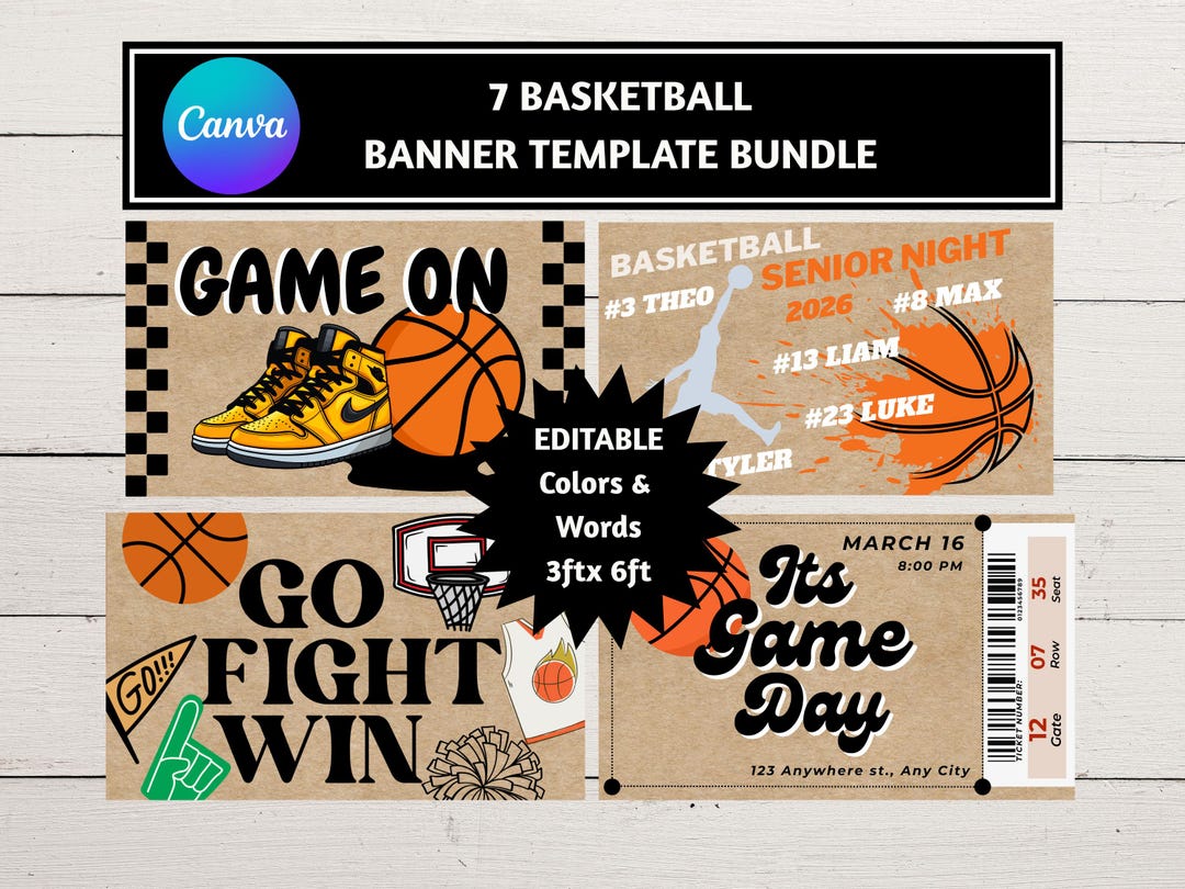 Basketball Banner Template Bundle - Etsy