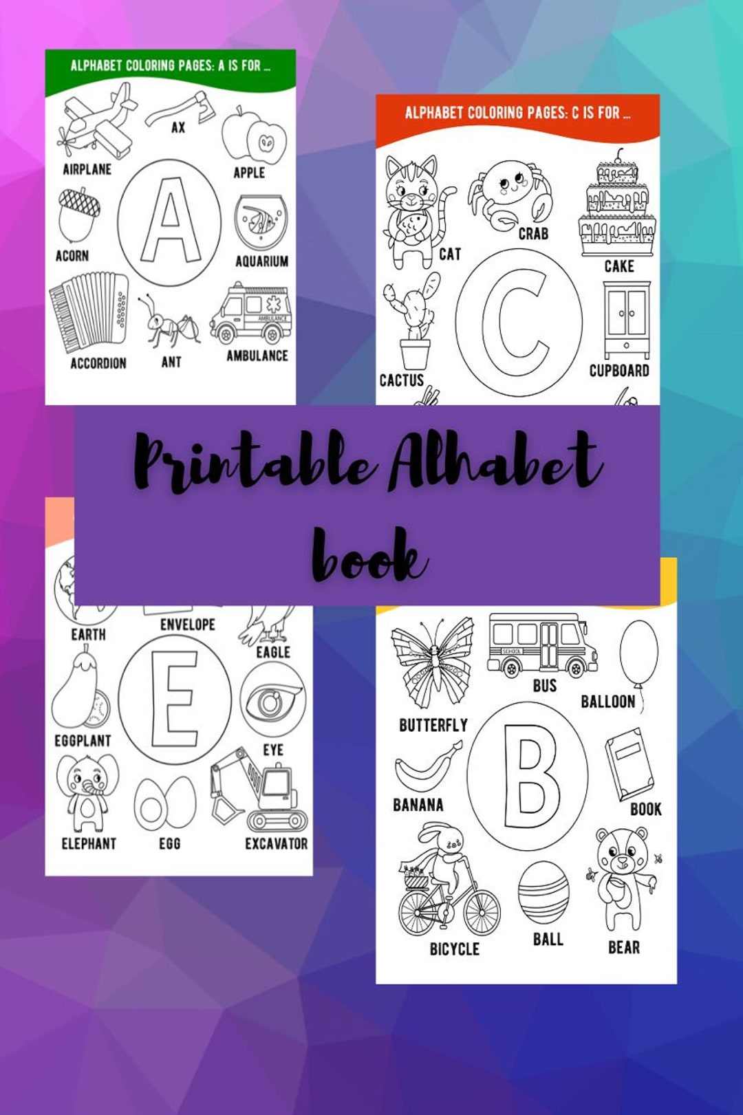 Alphabet Coloring for Kids - Etsy