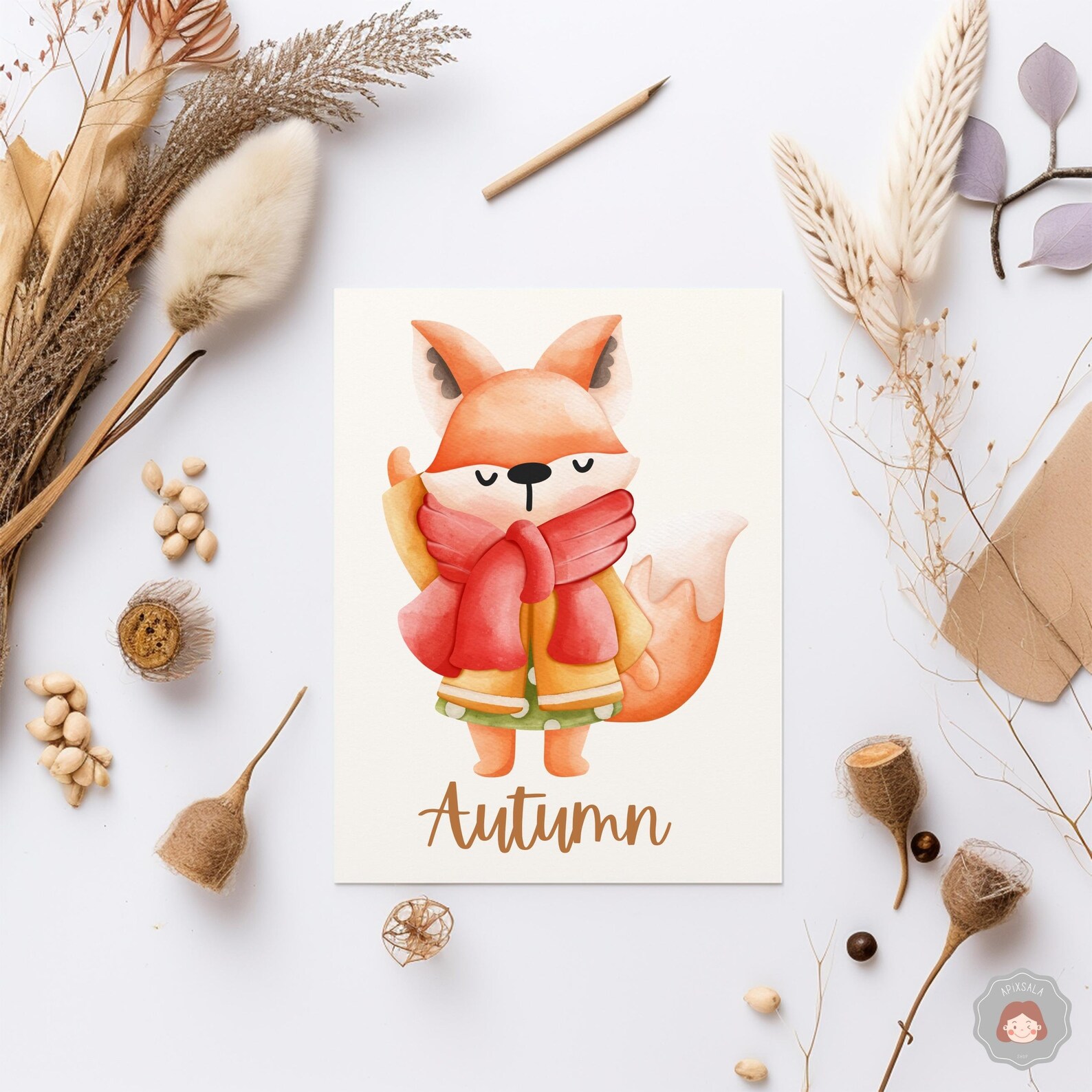 Watercolor Autumn Fox PNG Clipart Bundle, Fall Fox PNG Clipart ...