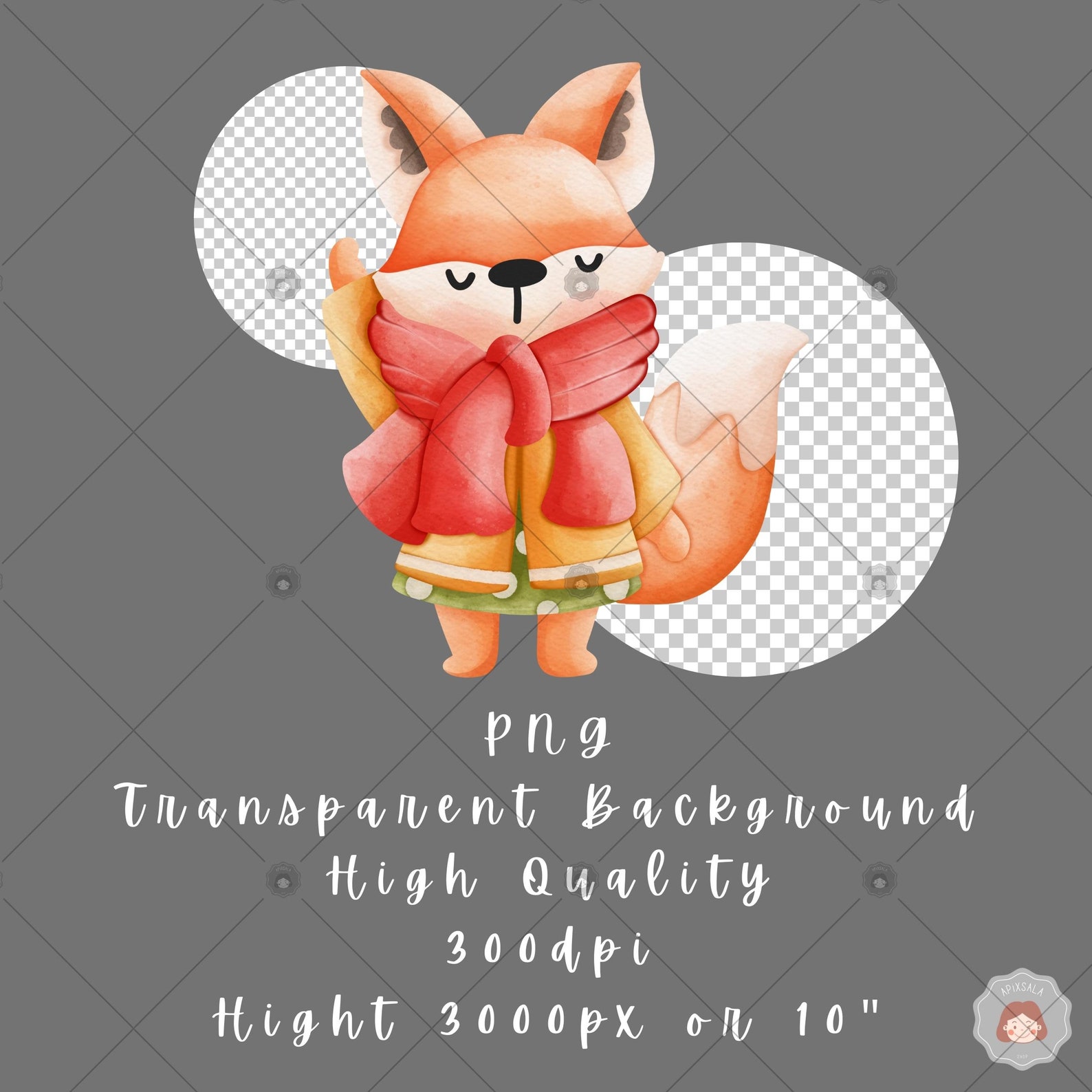 Watercolor Autumn Fox PNG Clipart Bundle, Fall Fox PNG Clipart ...