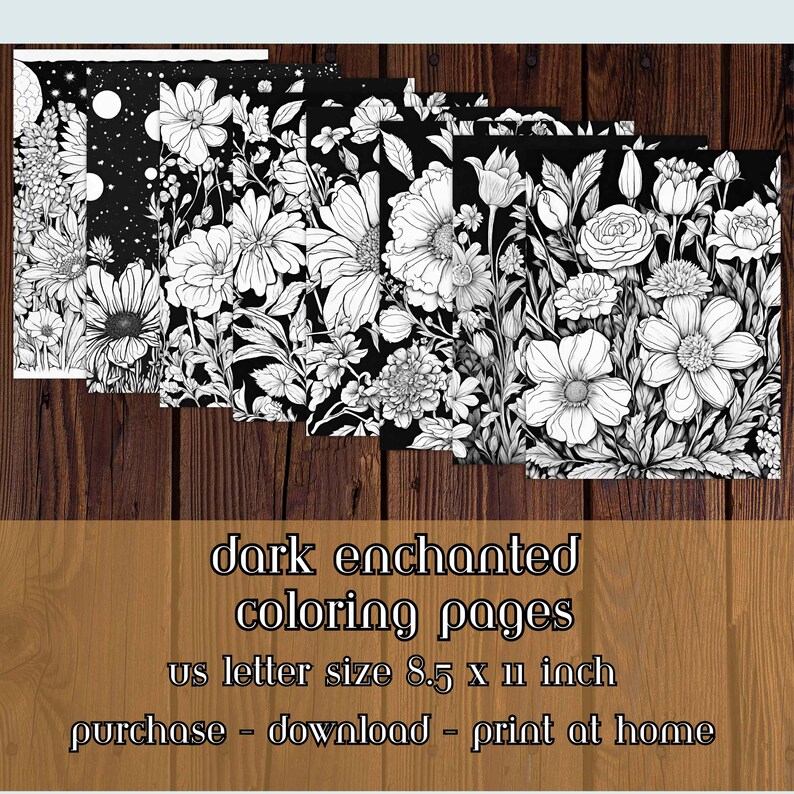 52 Flower Coloring Pages, Bundled Item, Instant Download, Enchanted ...