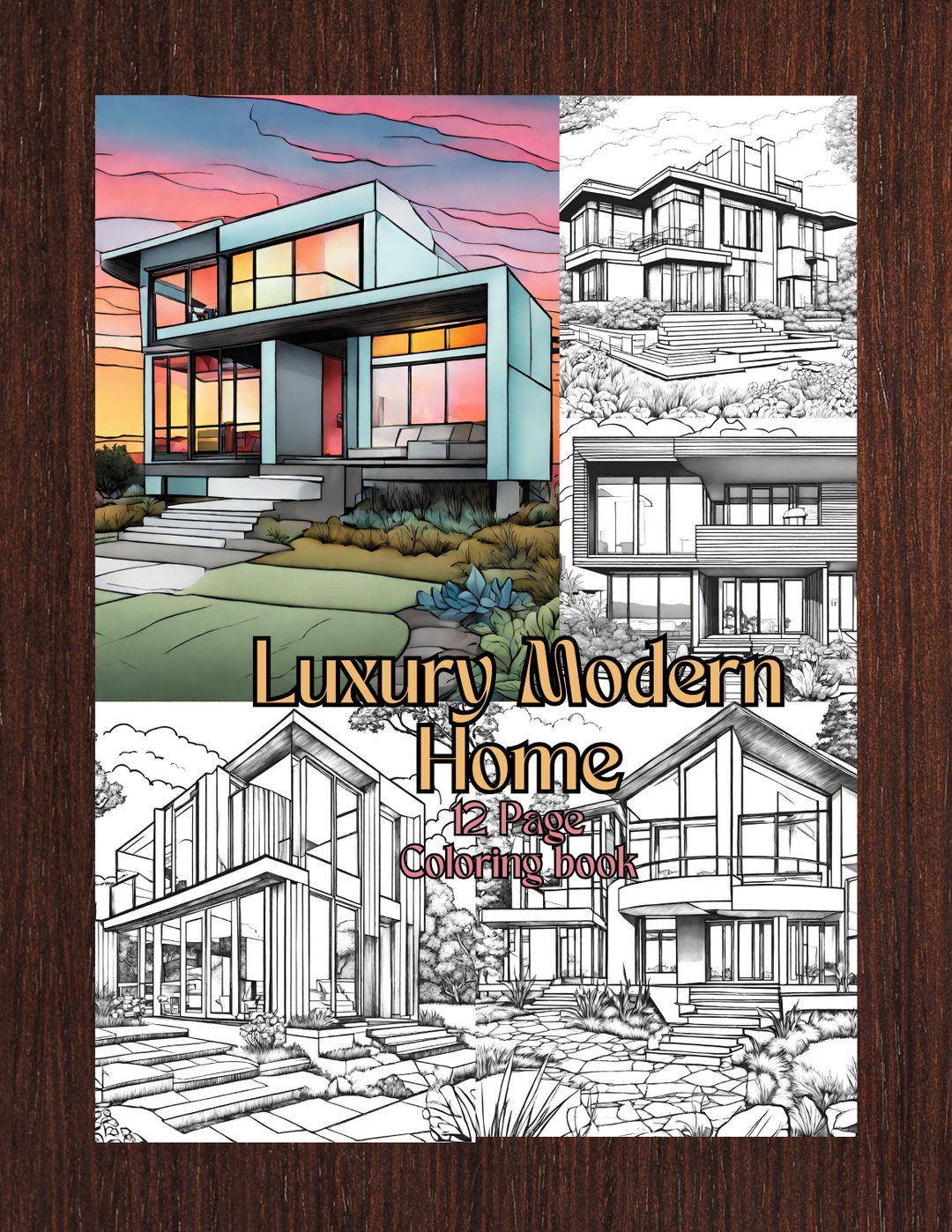 Luxury Modern Home Coloring Pages Exquisite Estates Instant - Etsy
