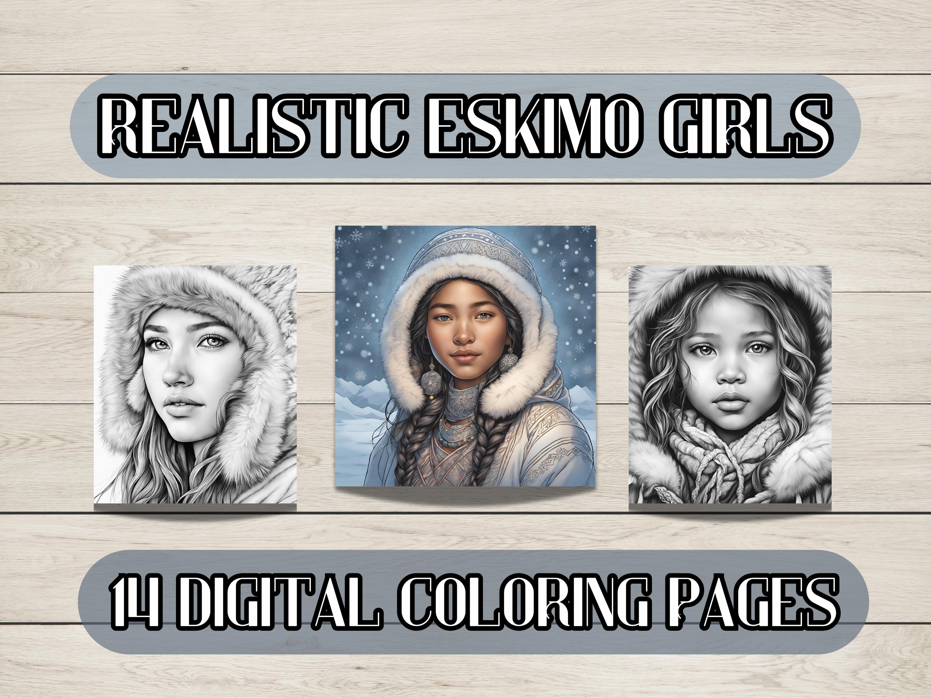 14 Realistic Eskimo Girls Printable Coloring Pages, Instant Download ...