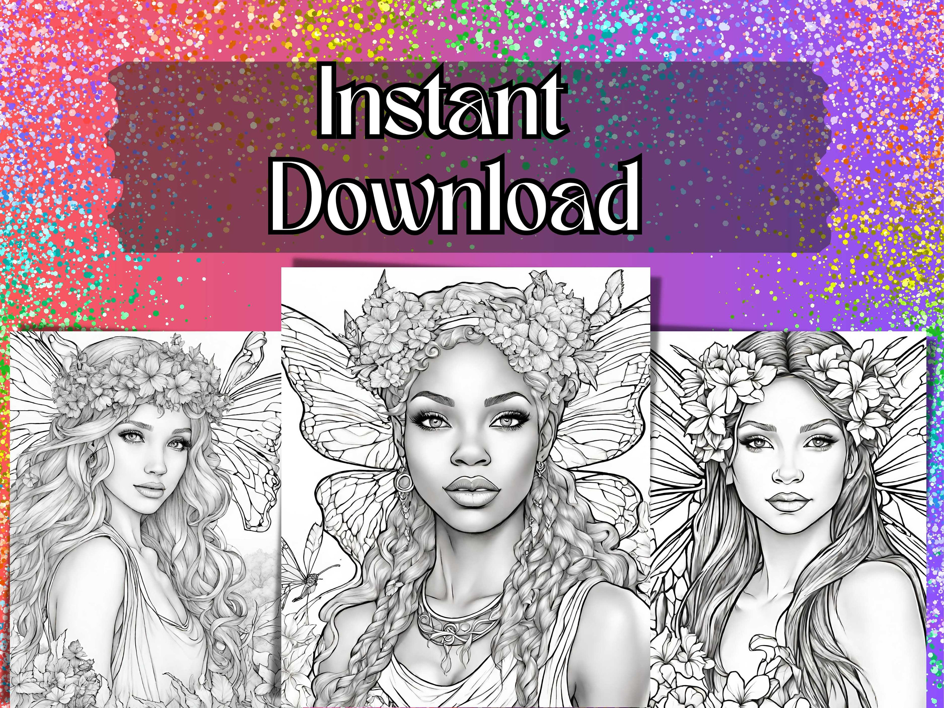 Fairy Realms of Diversity, Multi Racial Faires, Printable Coloring ...
