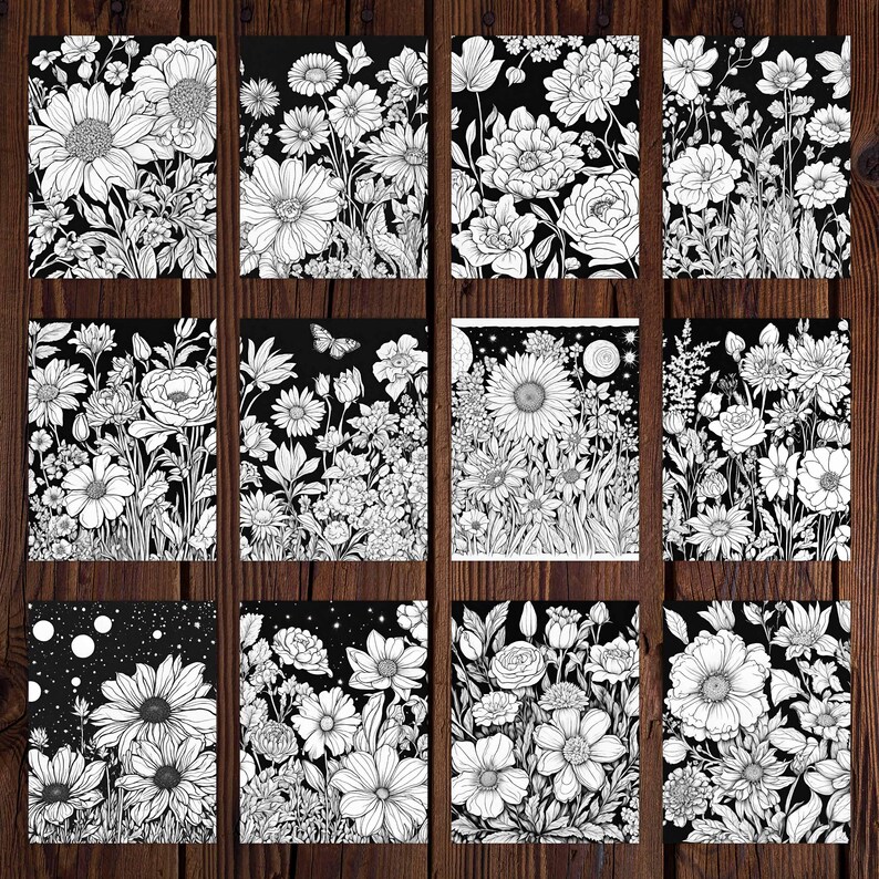 52 Flower Coloring Pages, Bundled Item, Instant Download, Enchanted ...