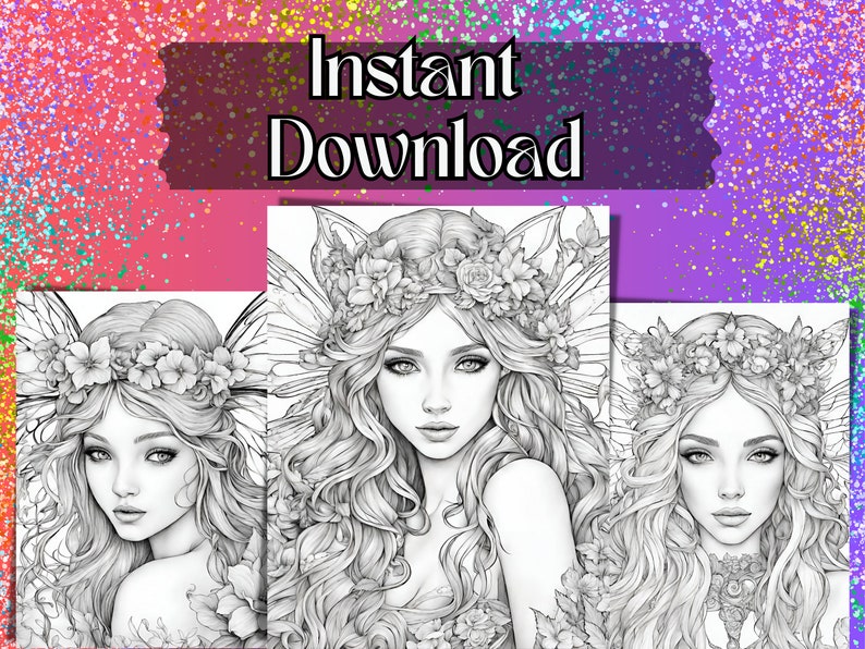 Enchanted Realms: A Stunning Fairy Coloring Journey. Realistic Fairy ...