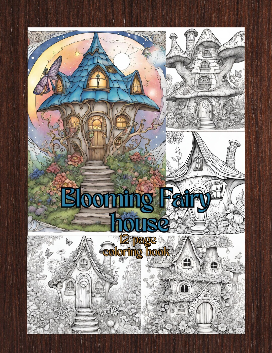 12 Enchanting Fairy House Coloring Pages, Instant Download, Greyscale ...