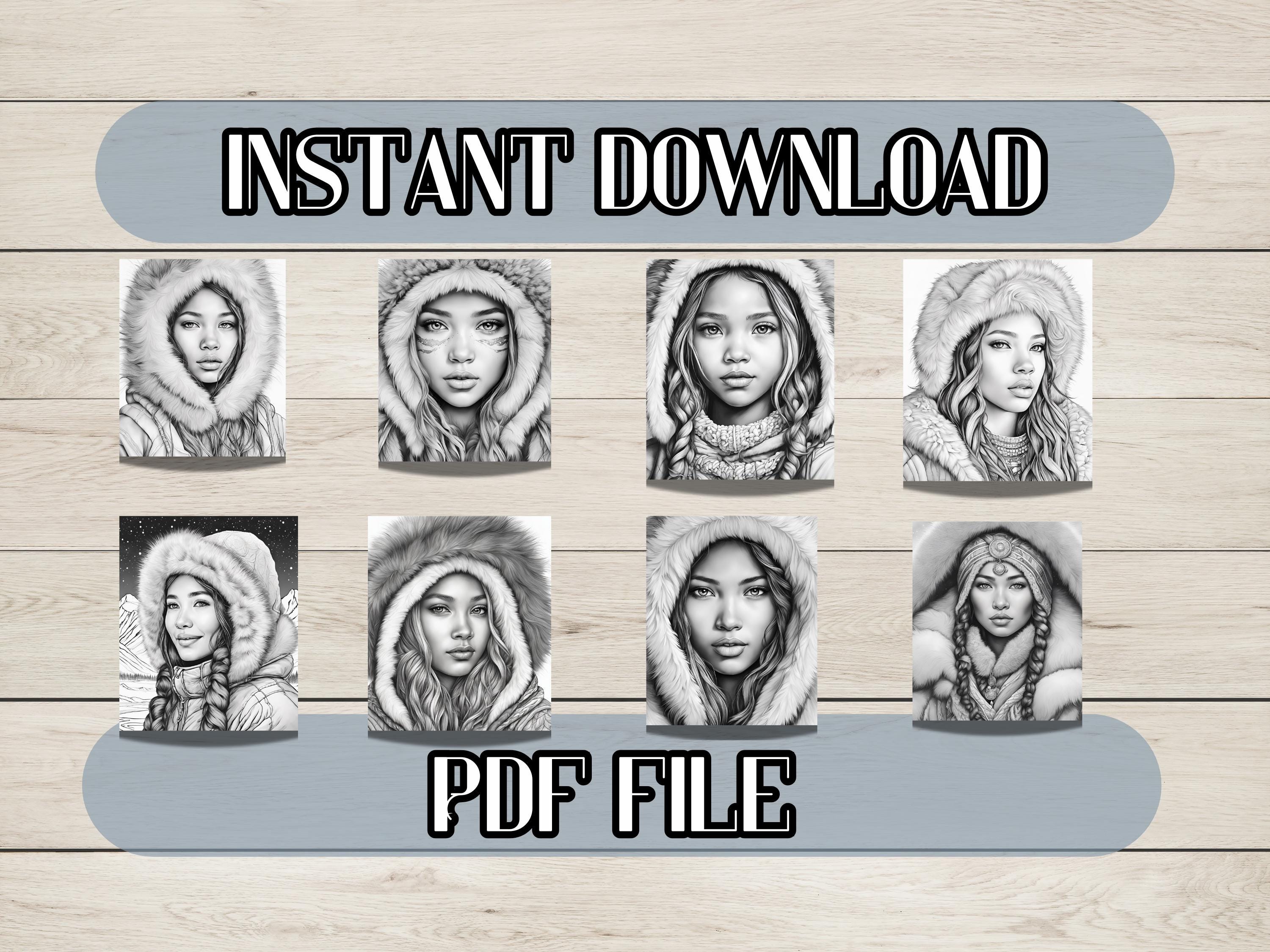 14 Realistic Eskimo Girls Printable Coloring Pages, Instant Download ...