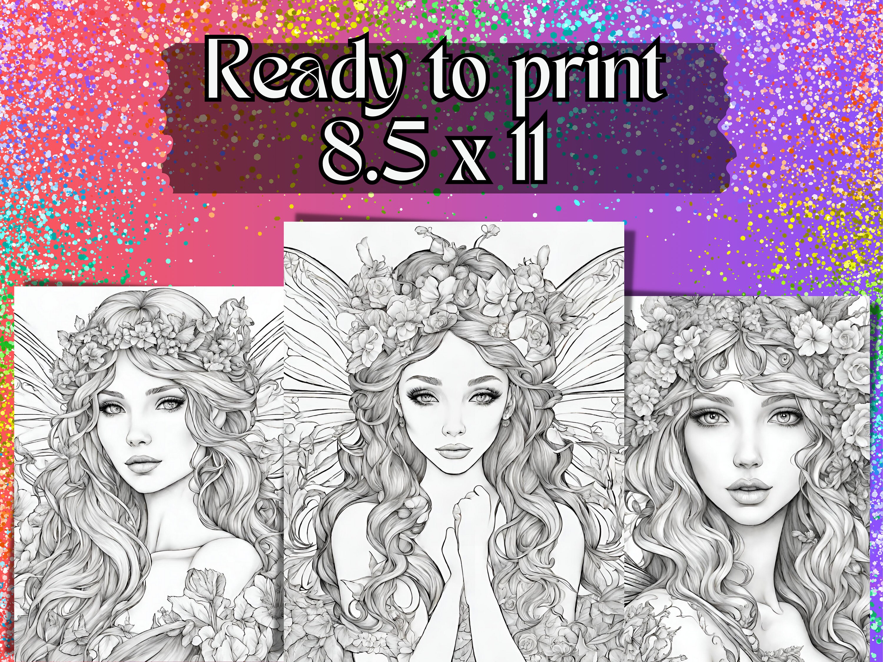 Enchanted Realms: A Stunning Fairy Coloring Journey. Realistic Fairy ...