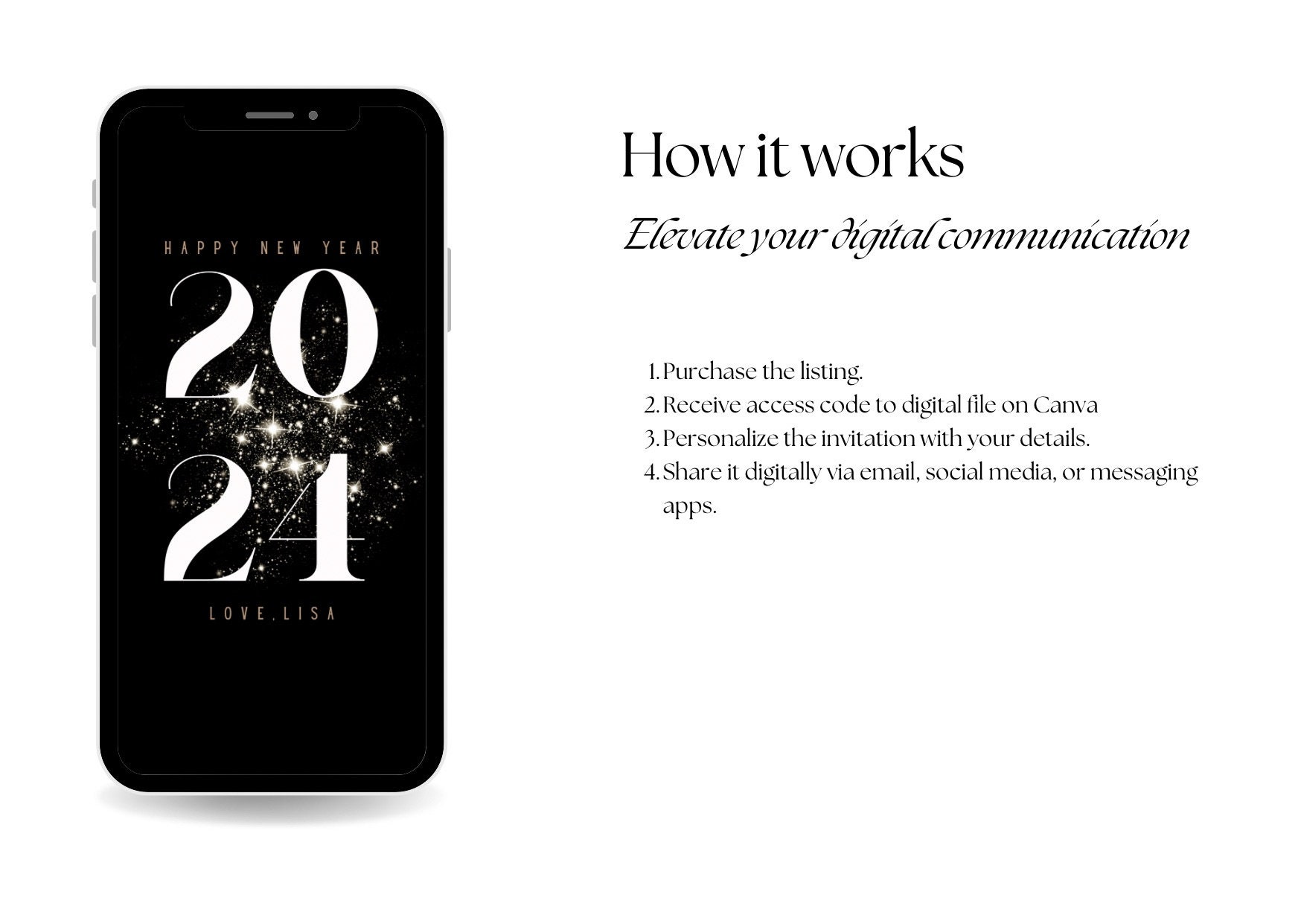 New Years Card Digital - Etsy