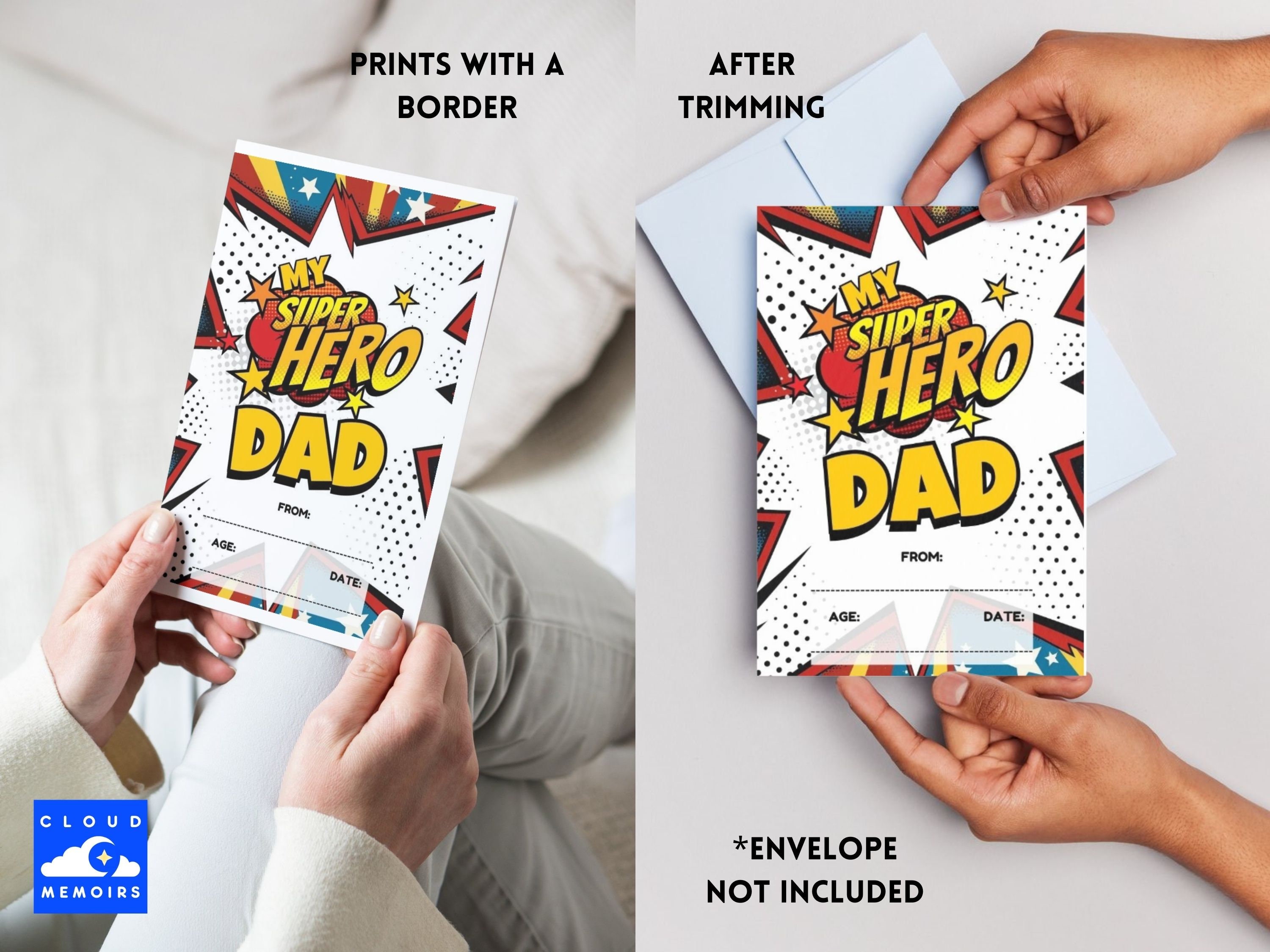 My Super Hero Dad Fathers Day Card, Printable Card From Daughter ...