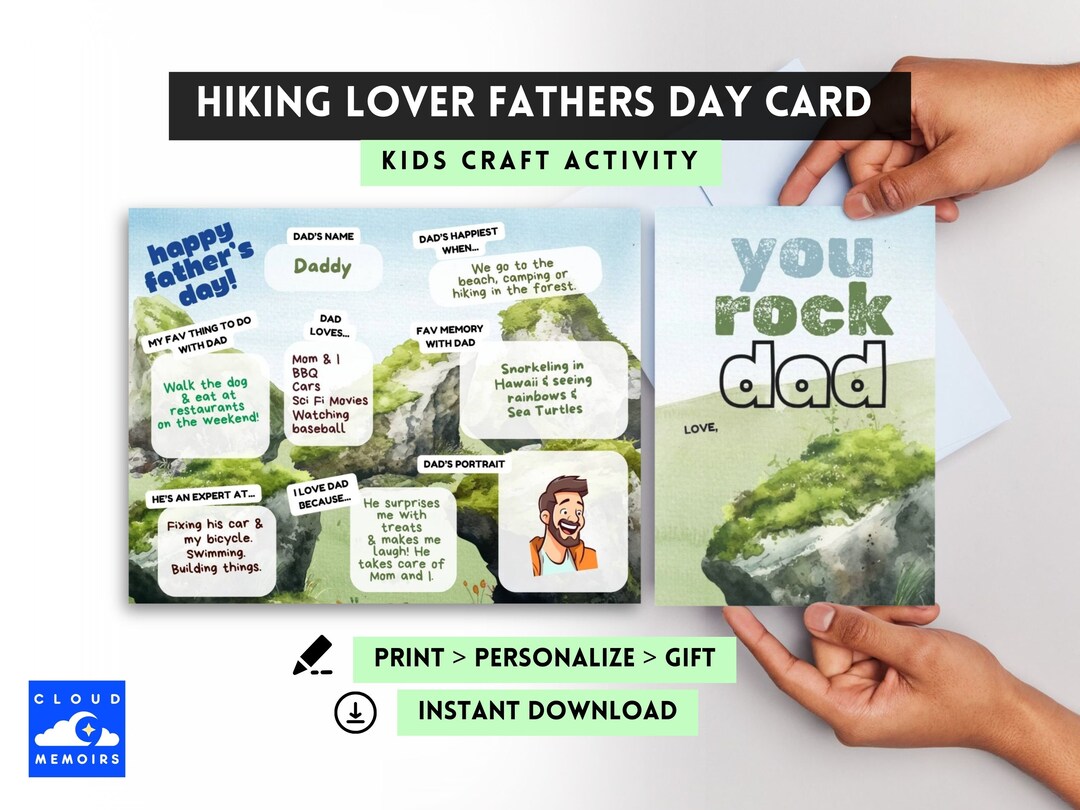 You Rock Dad Fathers Day Card, Printable Card From Son, Moss Rocks ...