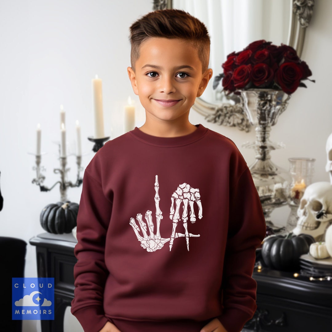 LA Skeleton Hand Sign Halloween Youth Sweatshirt, Los Angeles Bones ...