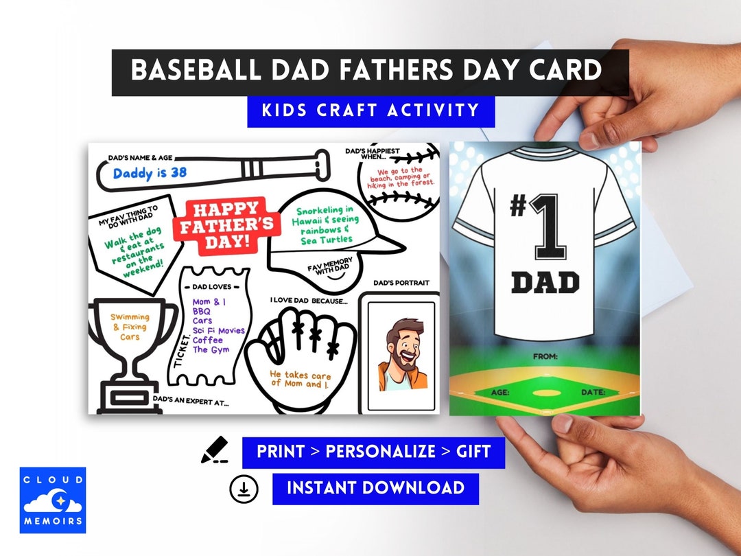 Baseball Dad Fathers Day Card, Printable Card From Son, Baseball ...